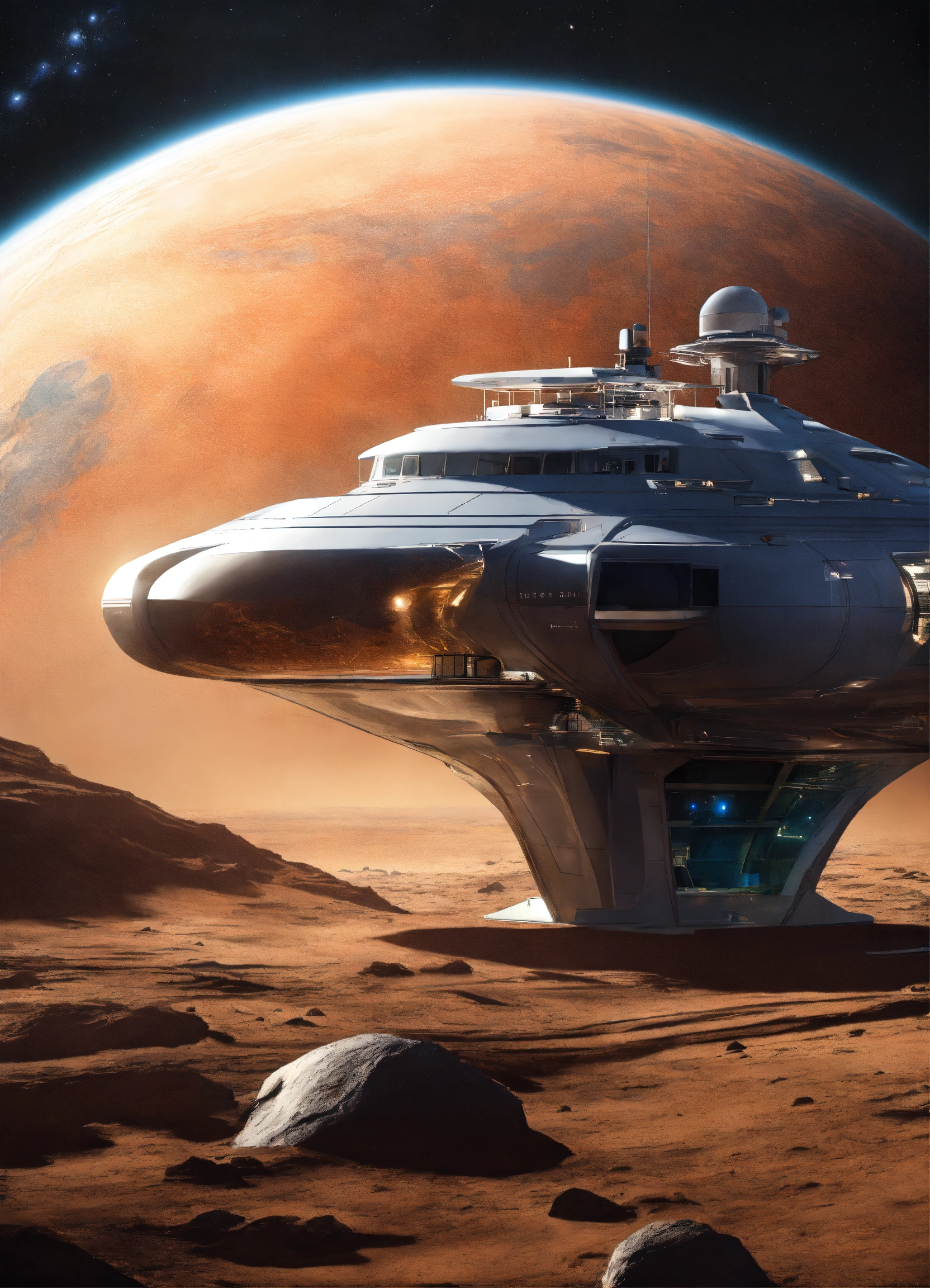 Lexica - Ultra realistic photo of a highly advanced space faring yacht