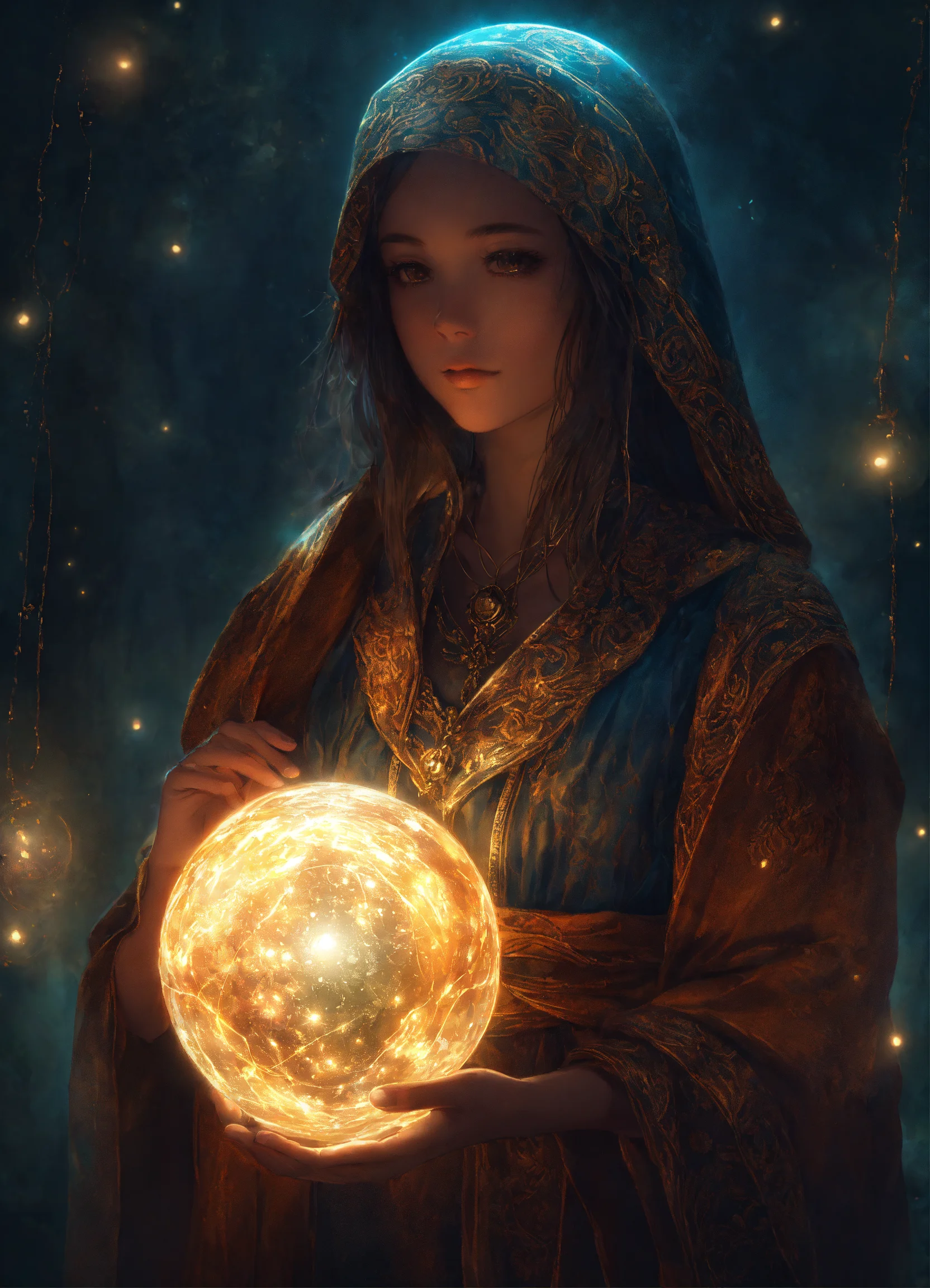 Lexica - Girl holding a mysterios glowing orb