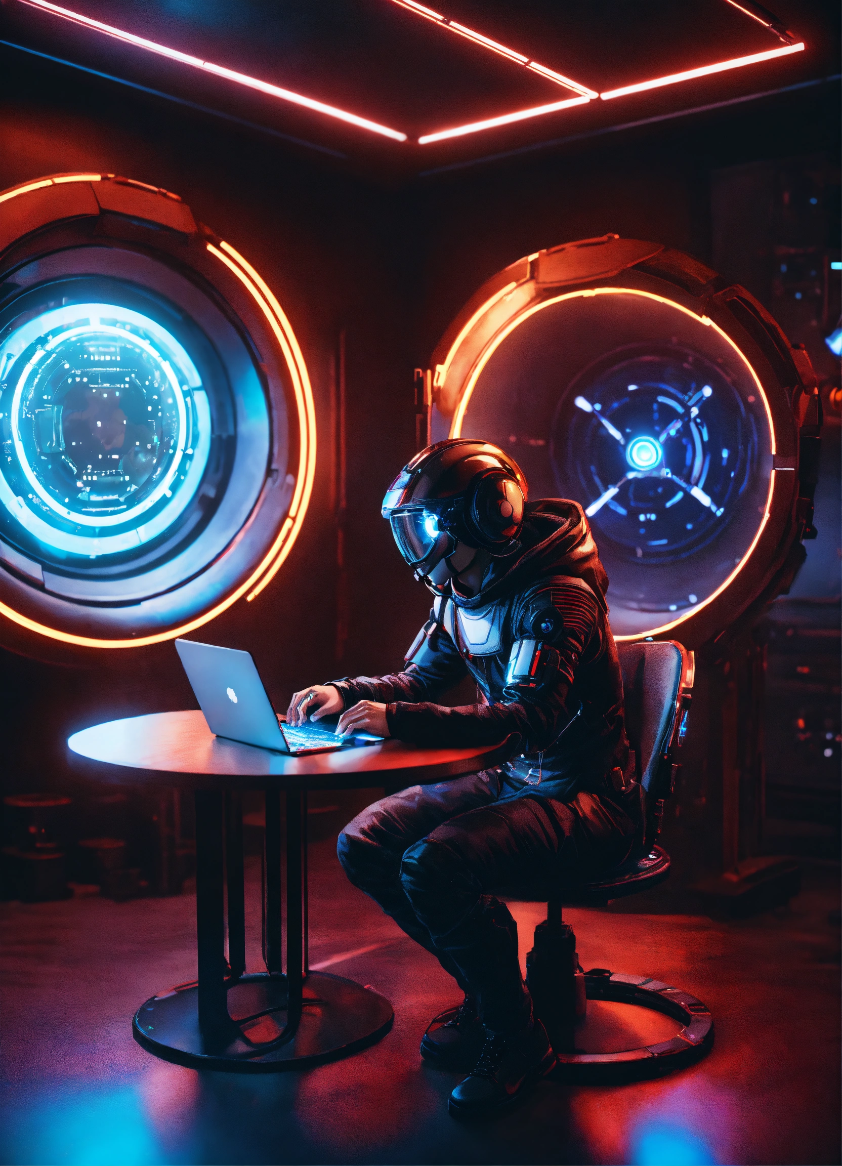 Lexica - Nerdy 25 year old male cyborg hacker wearing futuristic ...