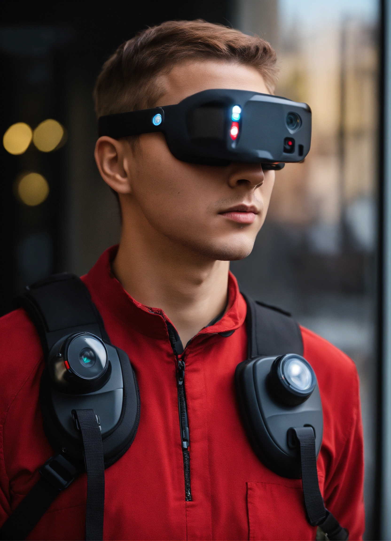 Lexica - Smart elegant head and body camera on blind individual with ...