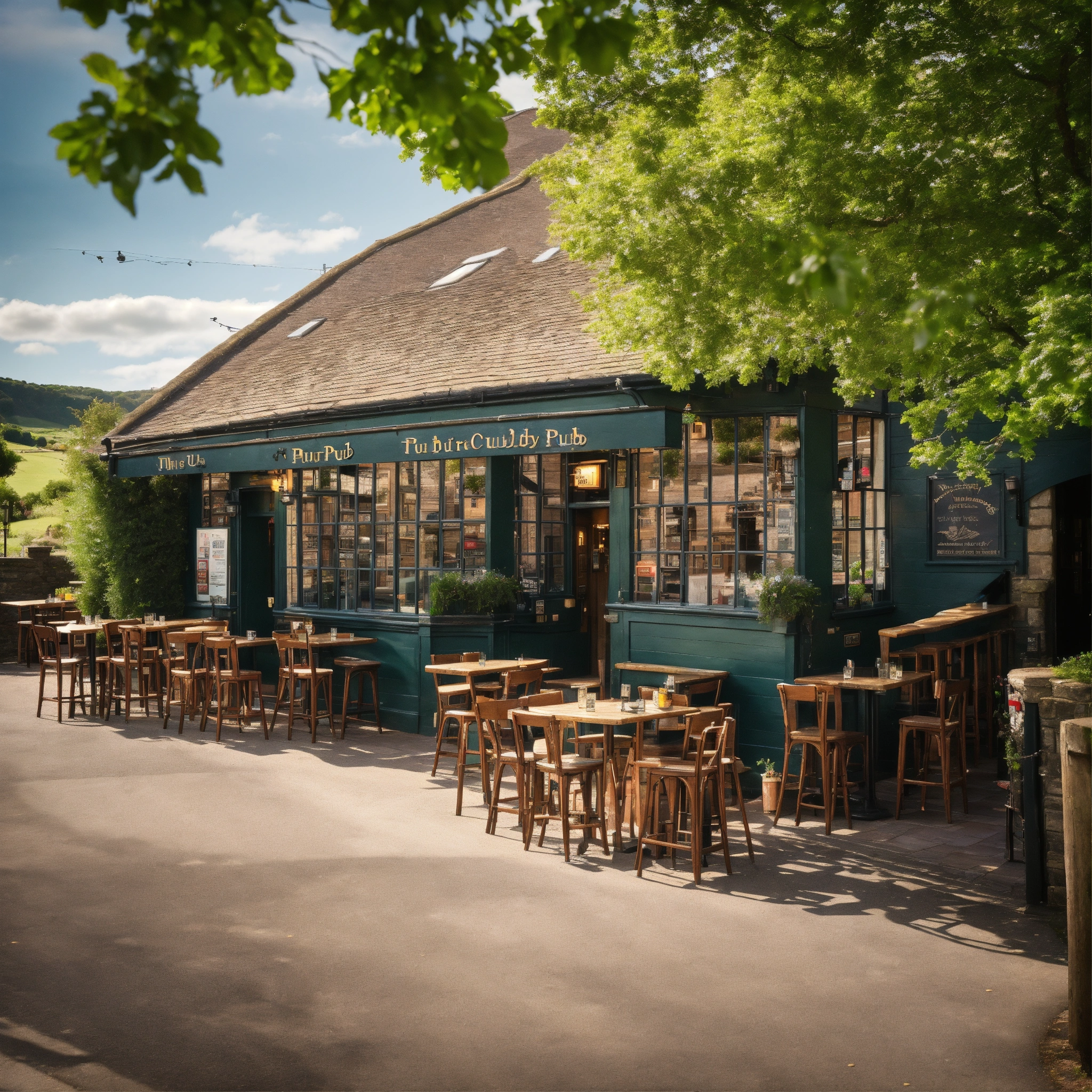 Lexica - A photo of a dog friendly pub. The pub is decorated with a ...