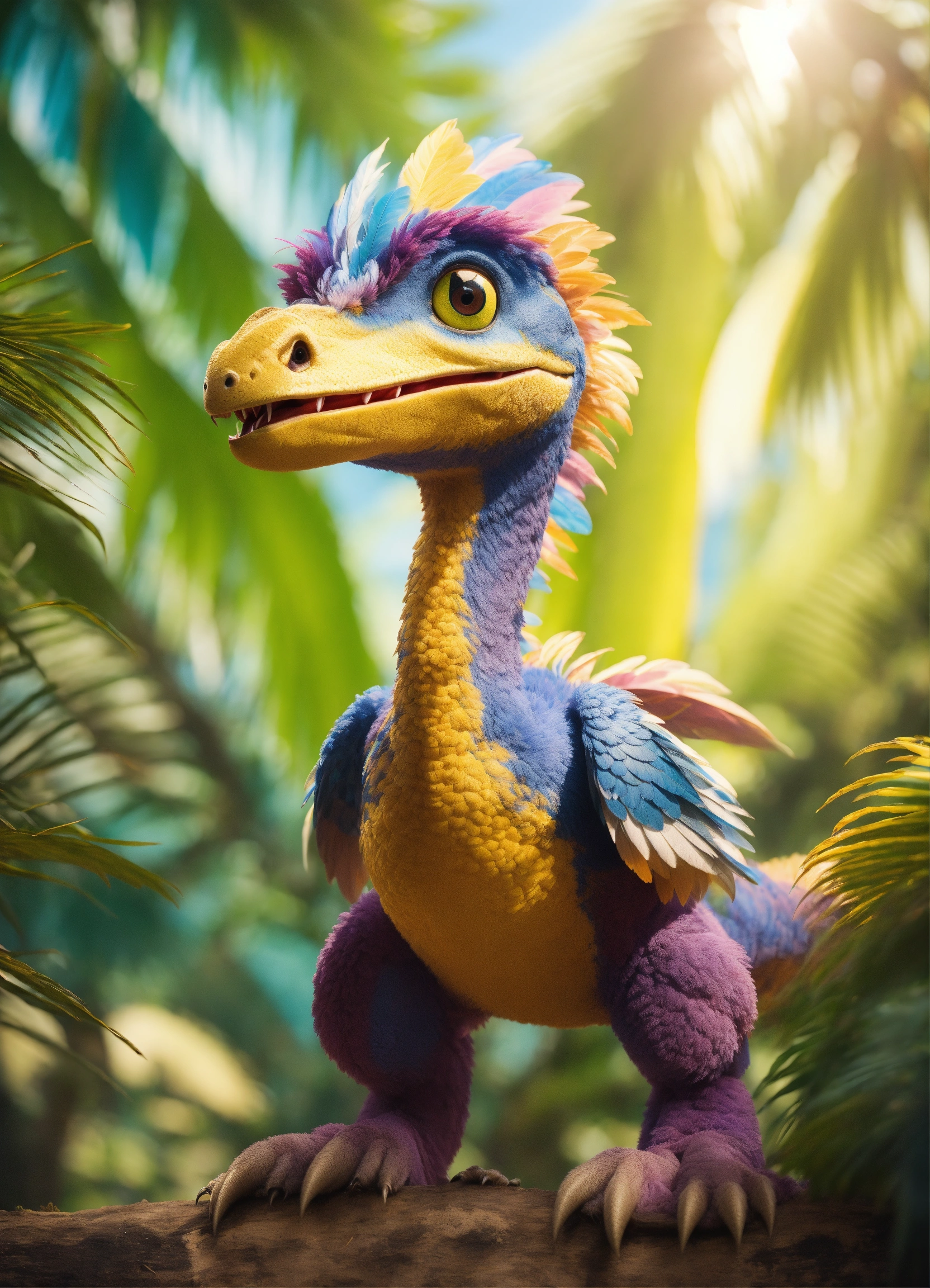 Lexica - An adorable and fluffy velociraptor dinosaur with big color ...
