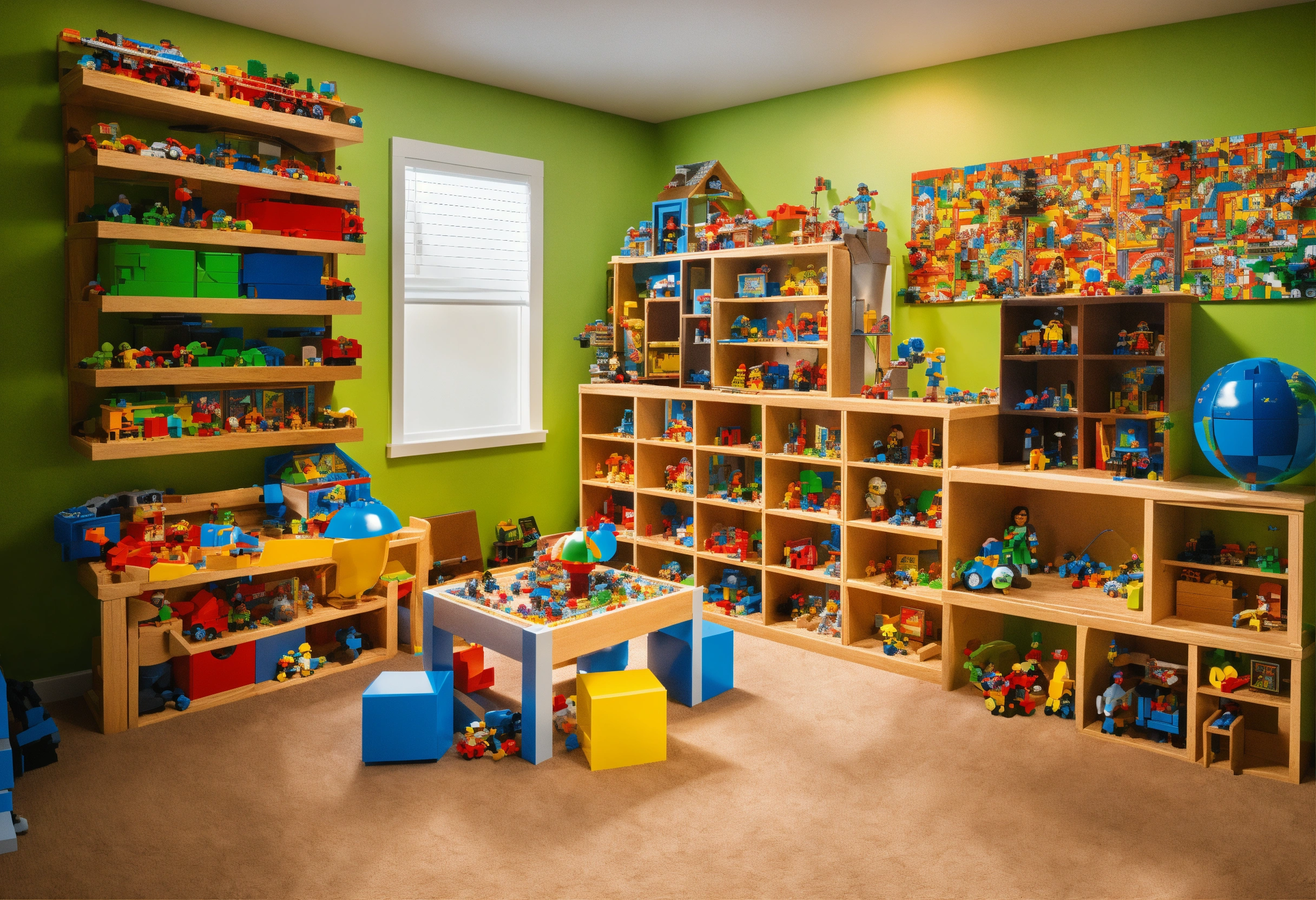 Lexica - Toy room with dolls, blocks, action figures, legos, etc ...