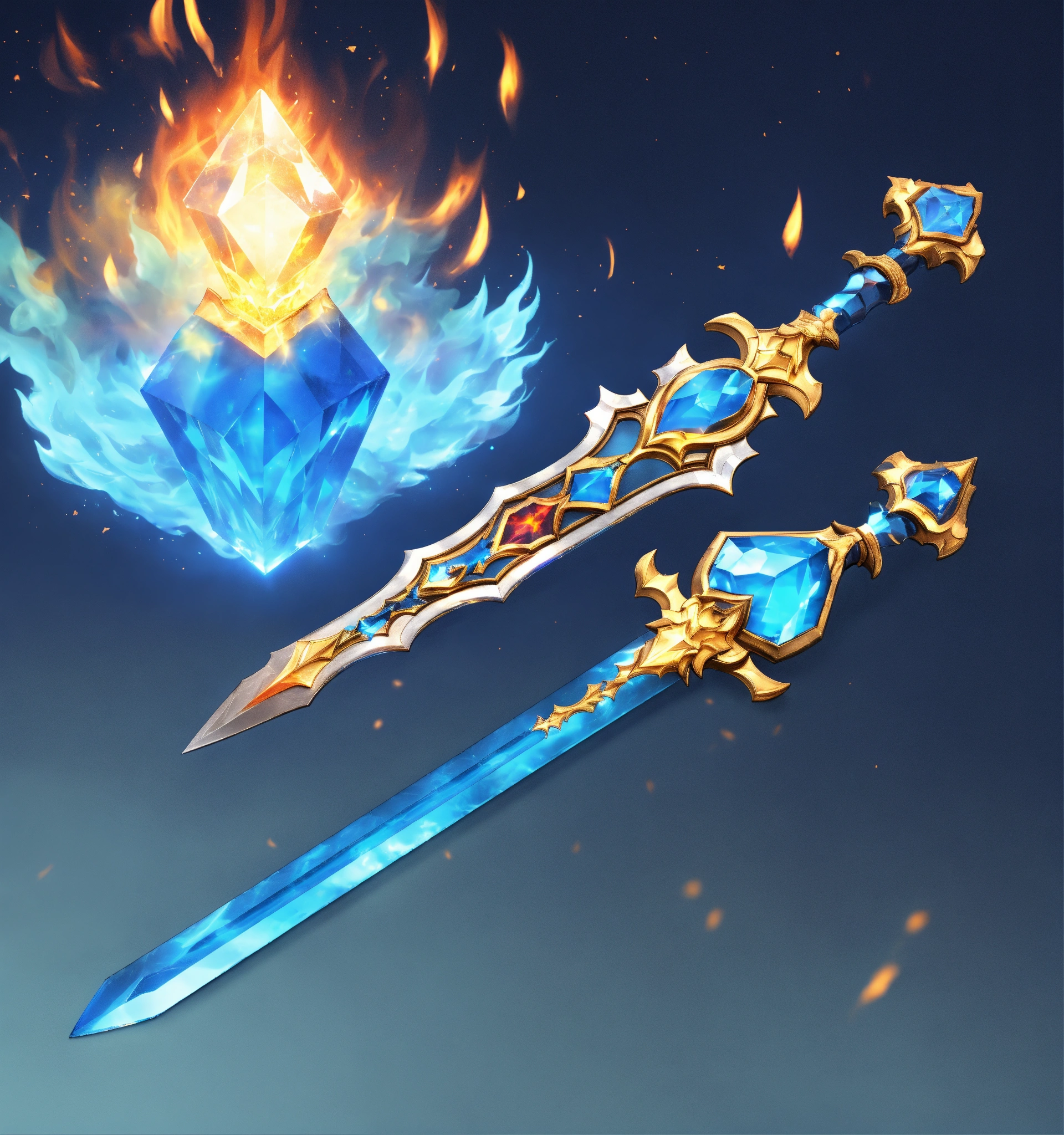 Lexica - A power crystal sword made of azure flames