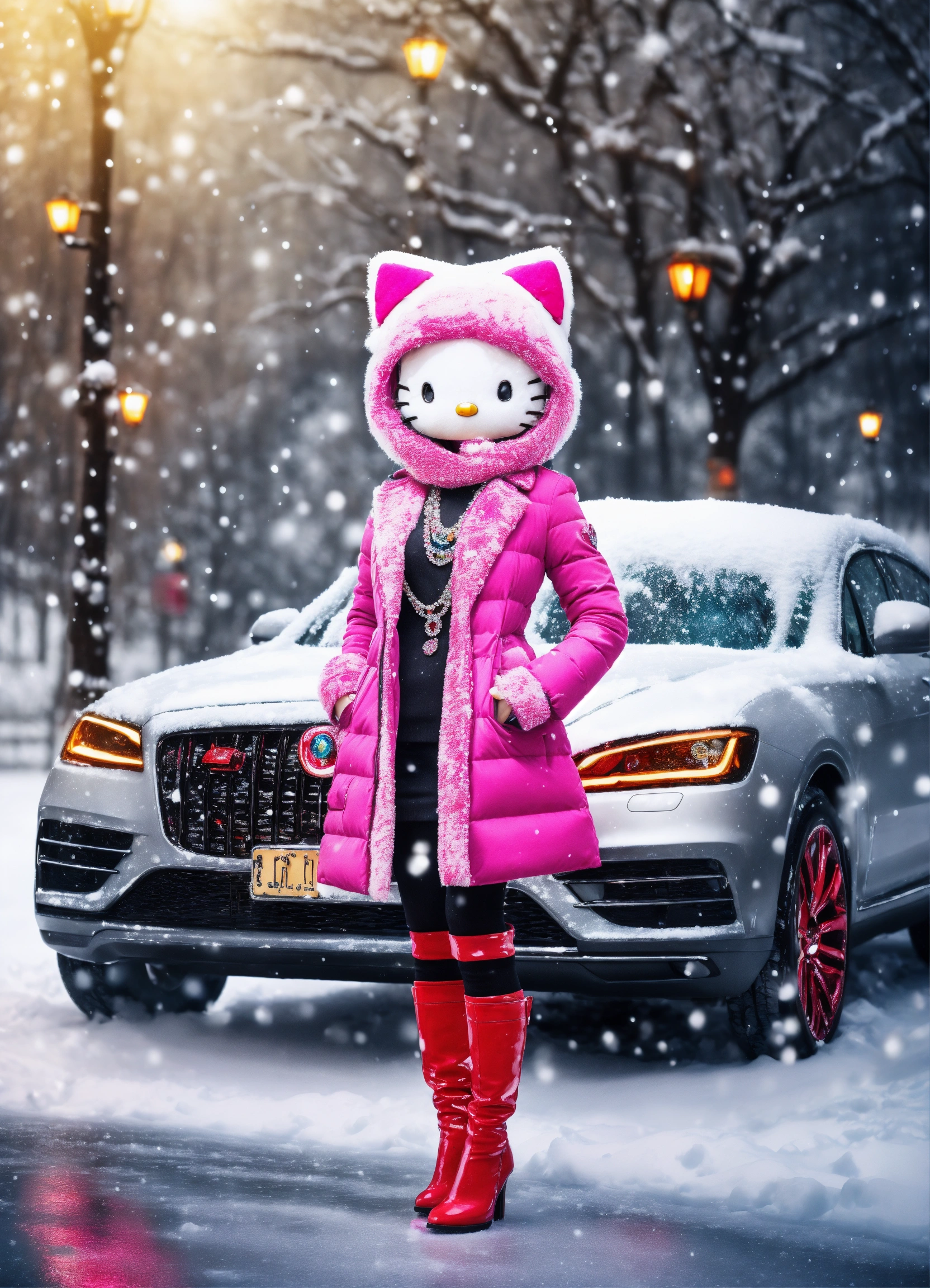 Lexica - Hello kitty dripping in jewels, designer clothes, standing in ...