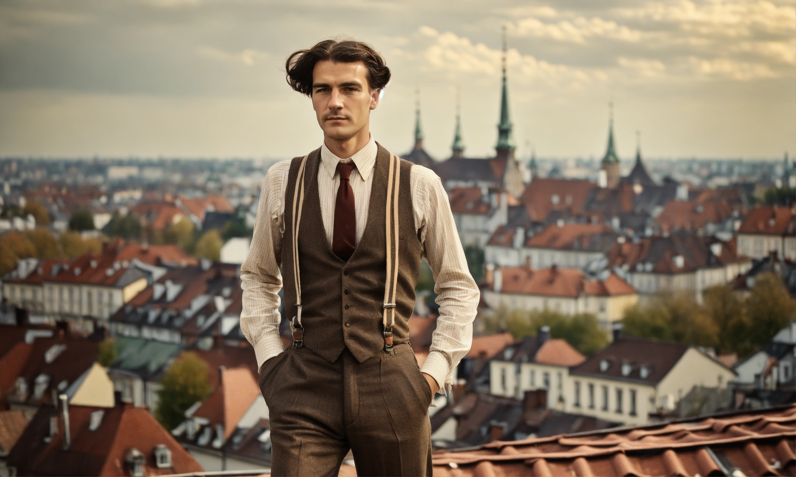 Lexica - Full height retro man, Retro warszawa 1920-1930, man, on top ...