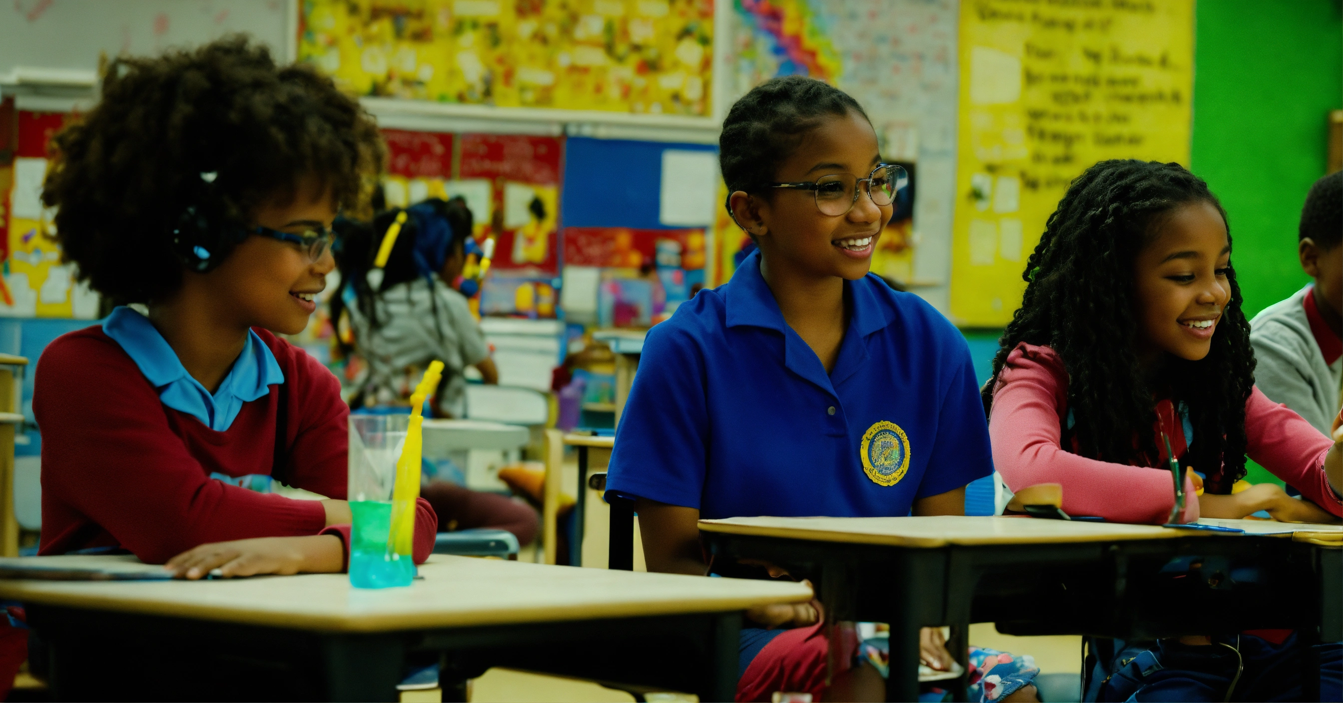 Lexica - Color photo of a school professional of color interacting with ...
