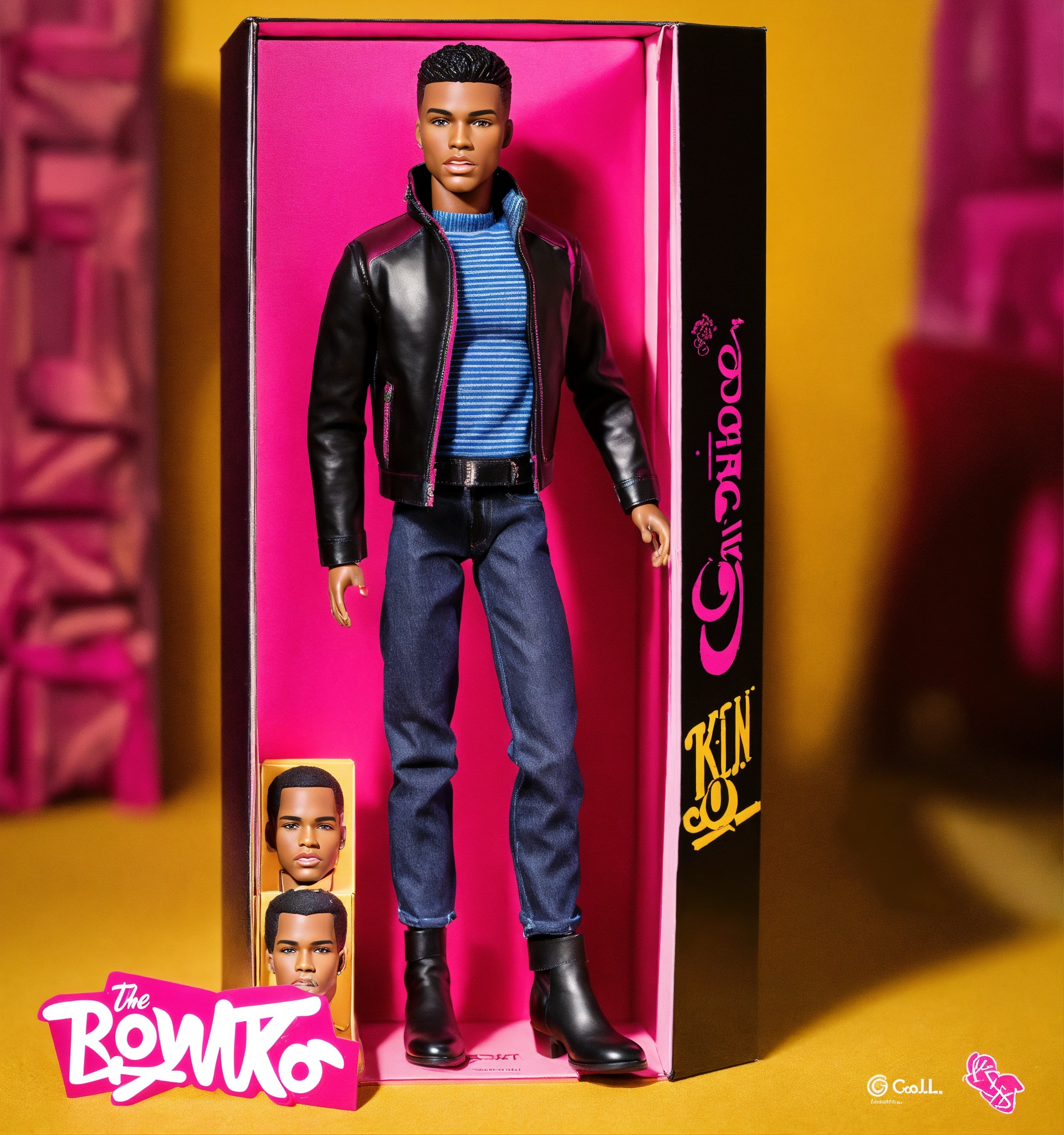 Lexica - Design the packaging for a Ken doll in a stylish, black ...