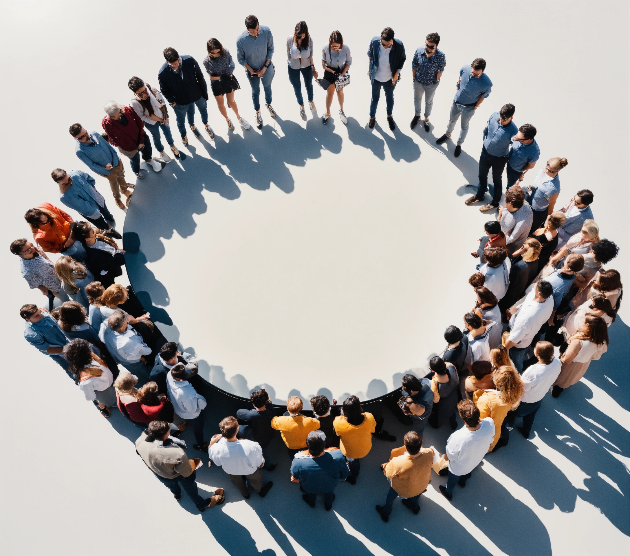 Lexica - A realistic image of a crowd on a white circular background ...