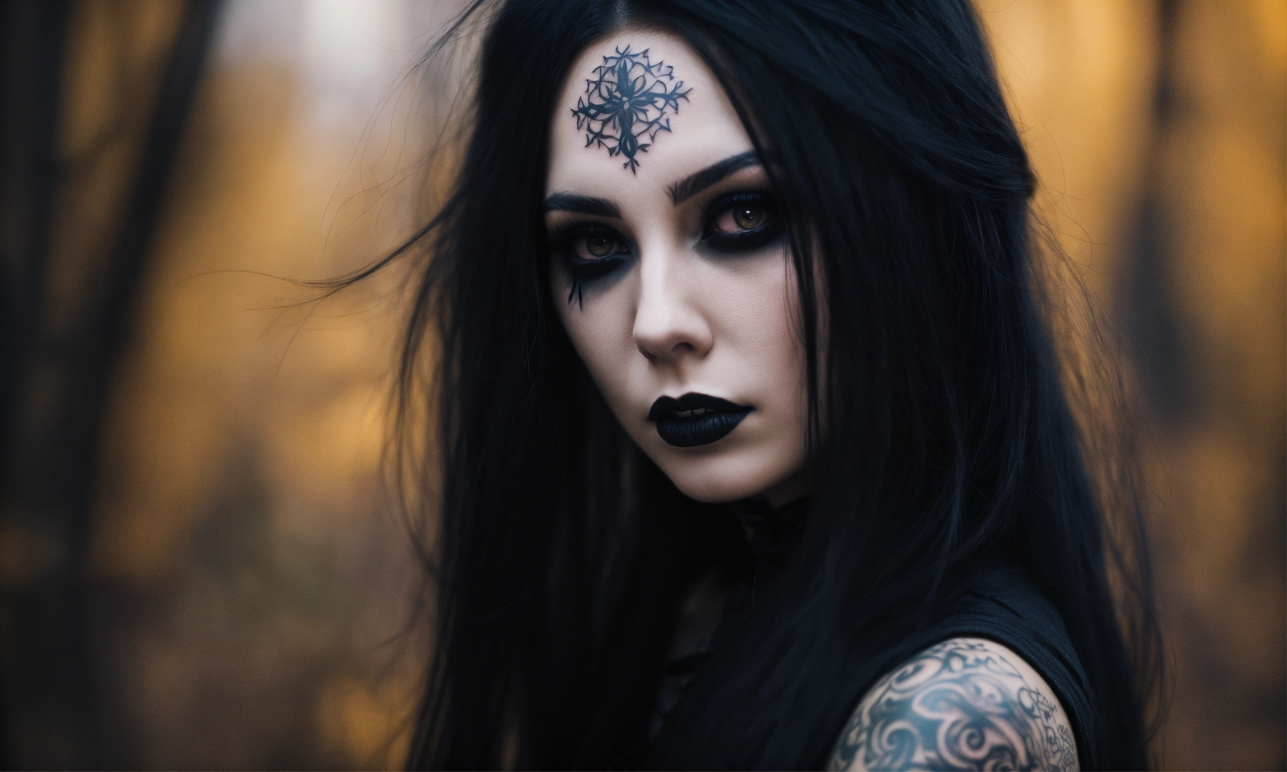 Lexica - A scary girl, full body, pale skin, long crazy black hair ...