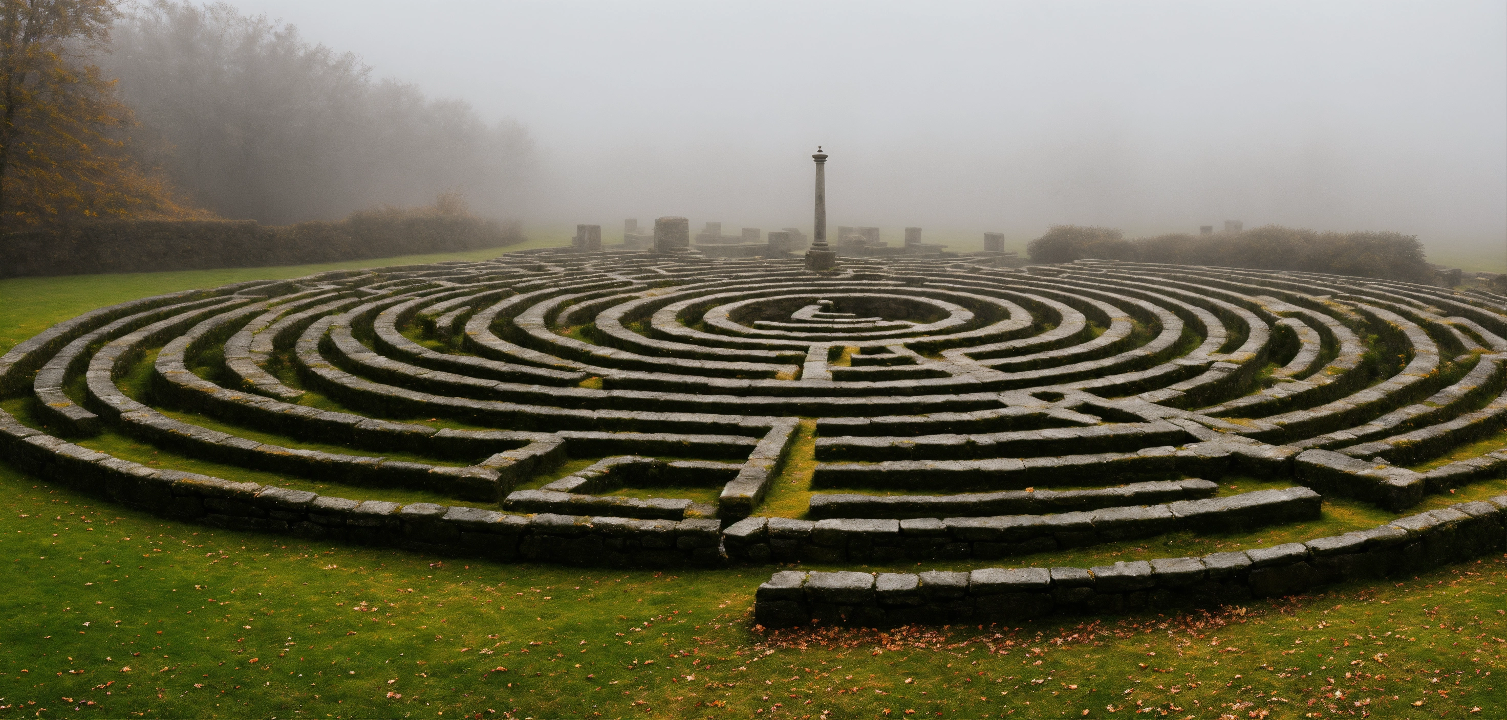 Lexica - An imense labyrinth in stone in a fog