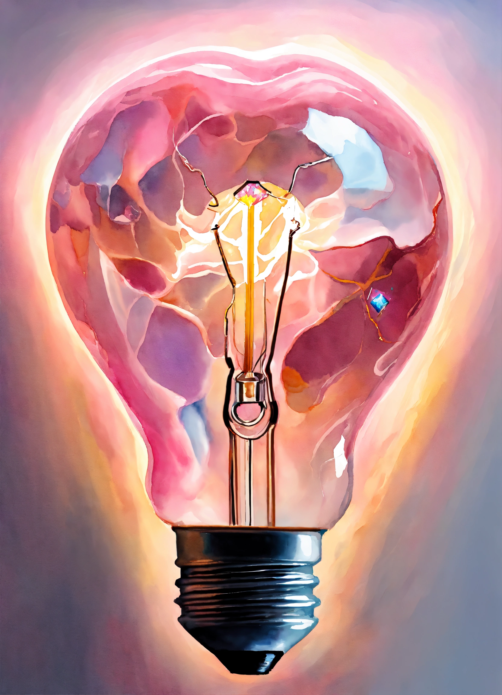 Lexica - Pastel light pink Ghost inside, edison lightbulb heart shaped ...