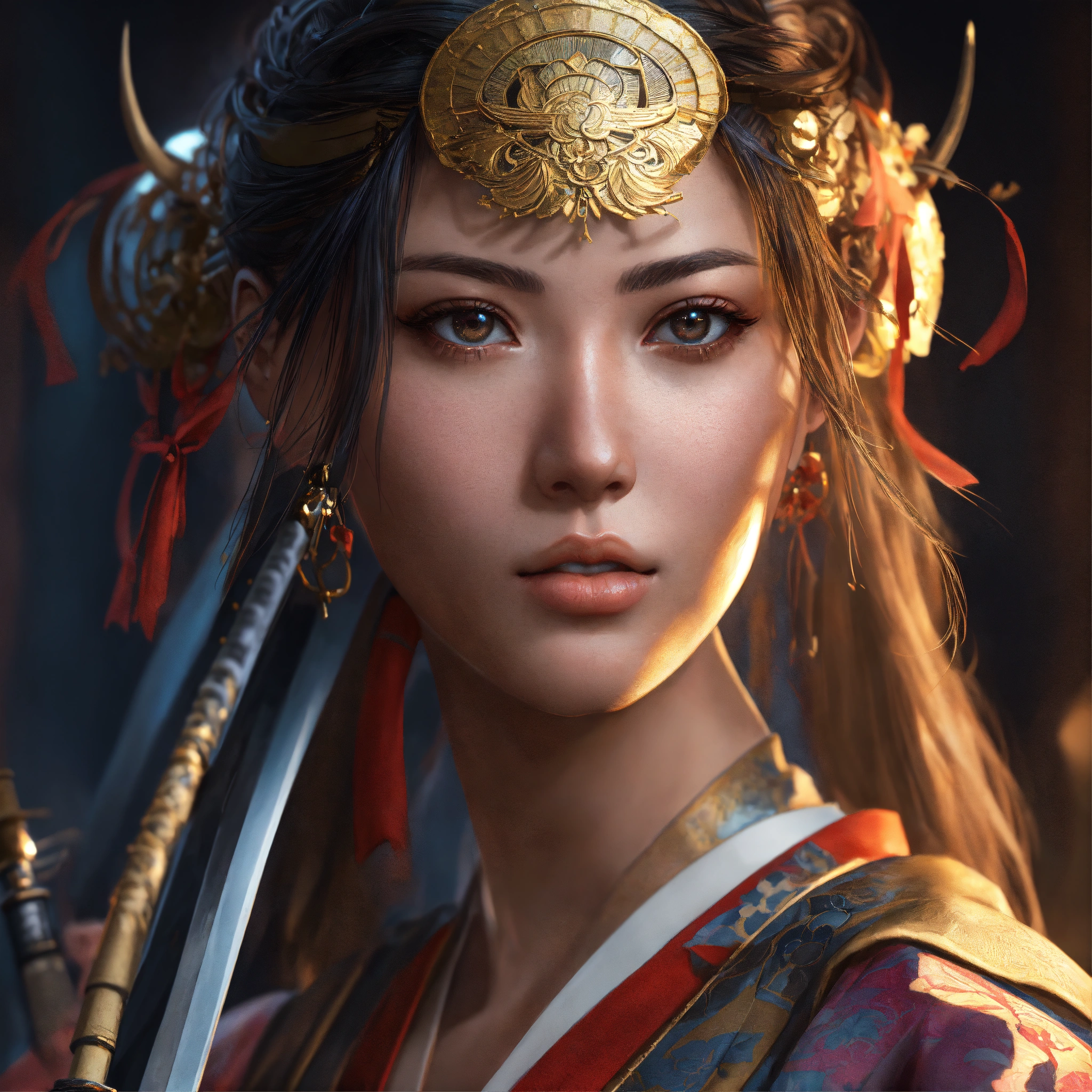 Lexica - "female Japanese ronin", heroine, katana, samurai, head and ...