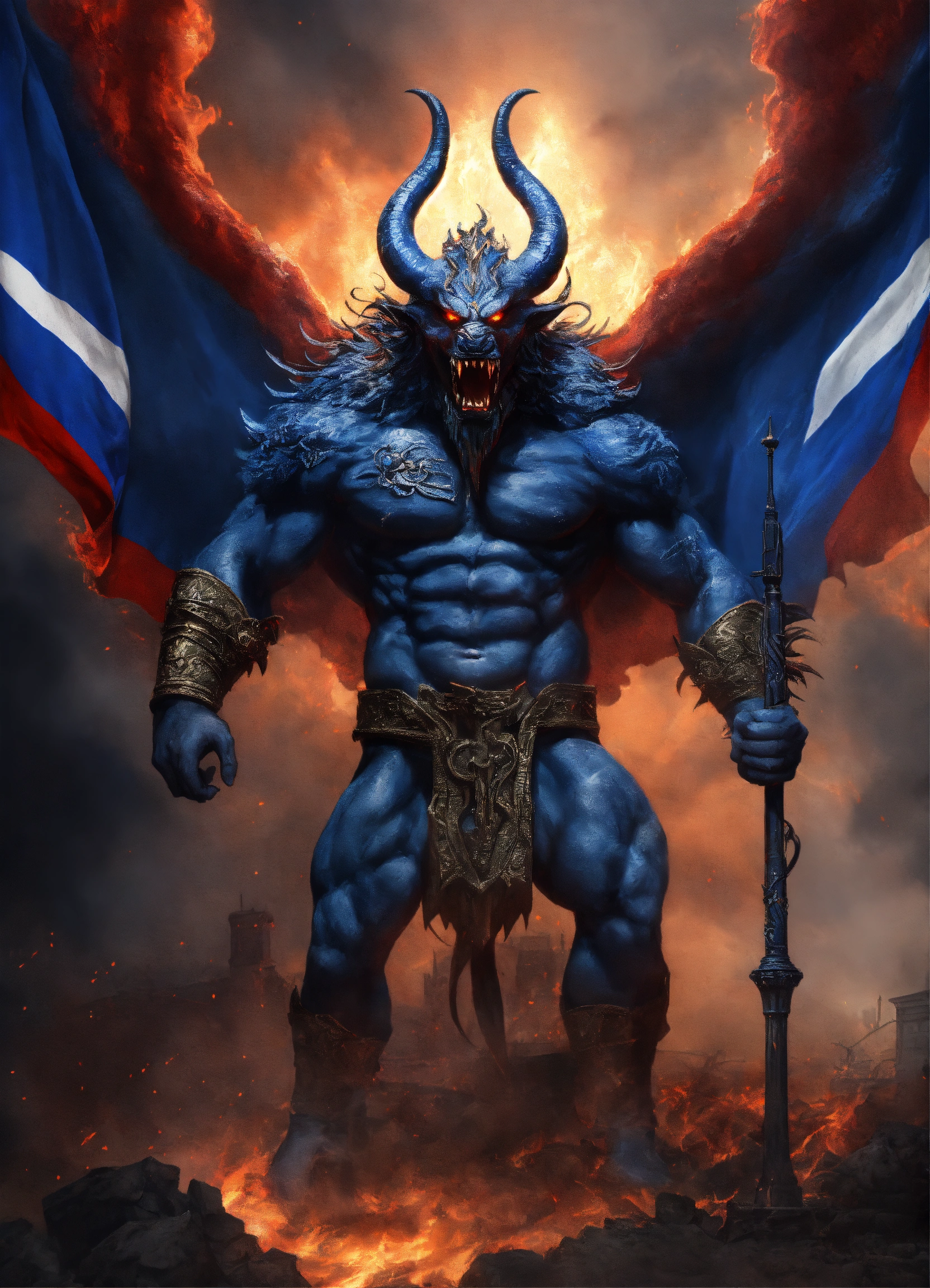 Lexica - Evil demonic Israel demon with an Israeli flag beast with an ...