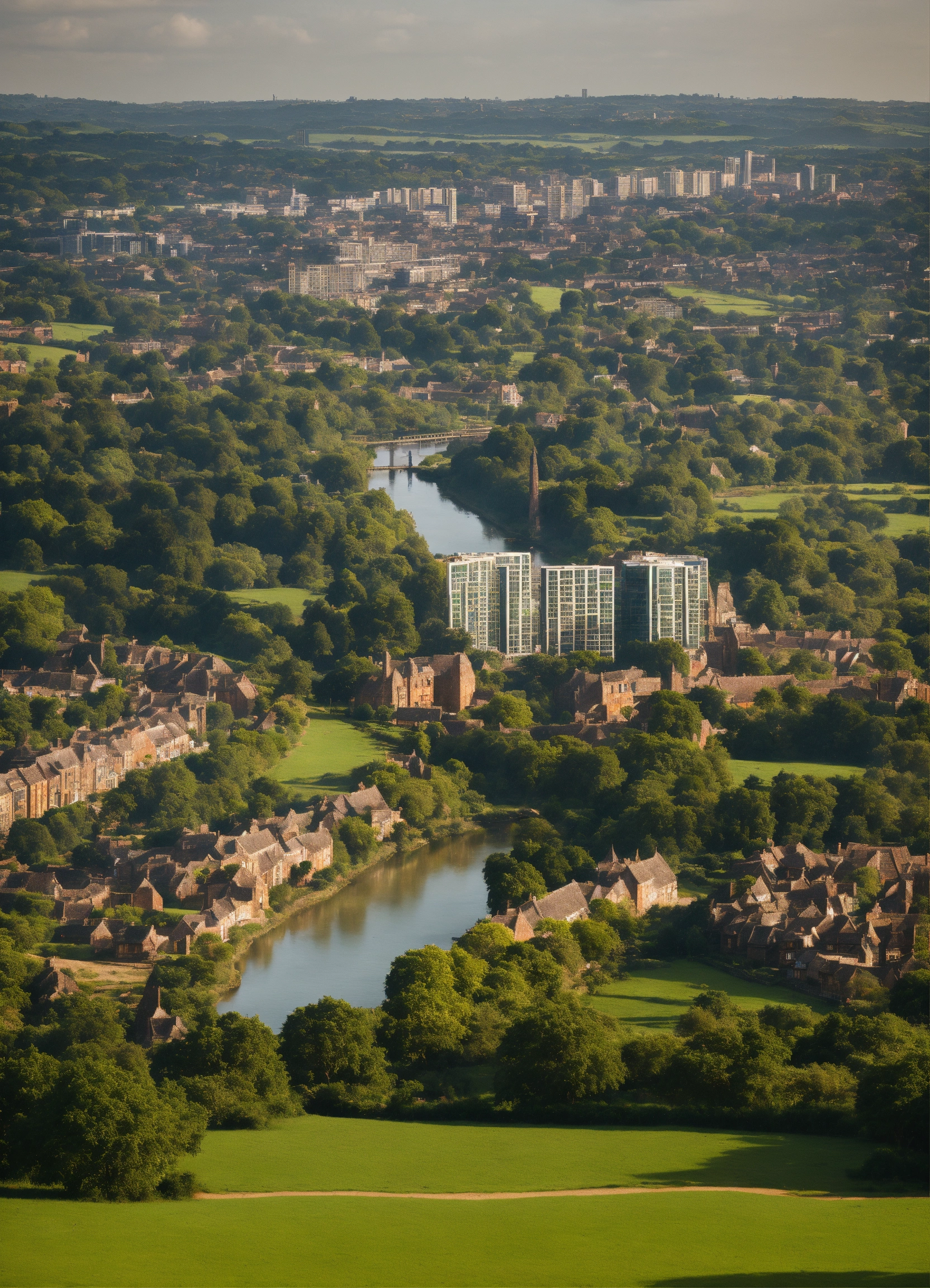 Lexica - An Anglo Saxon city with modern high-rises in a lush landscape.