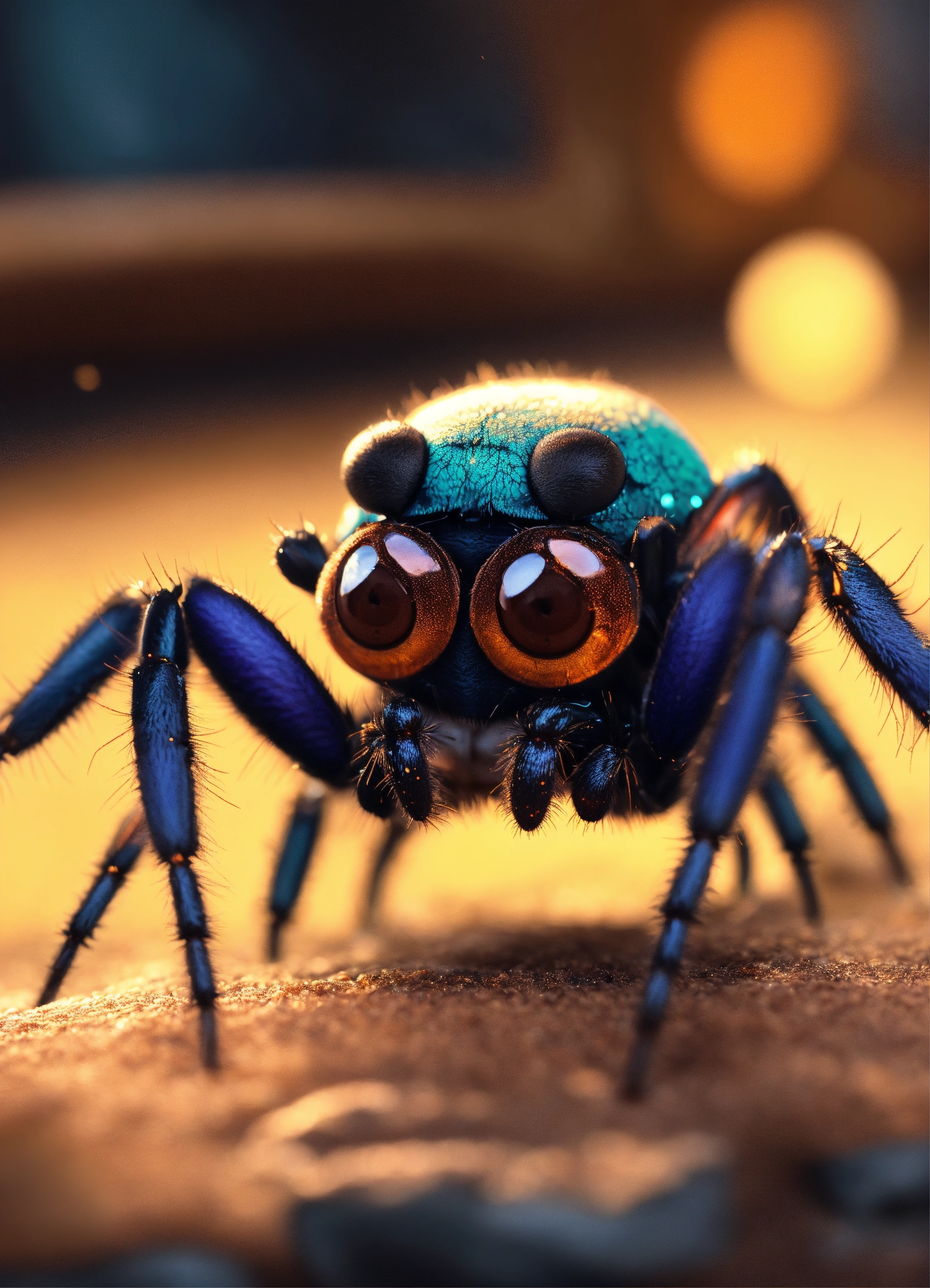 Lexica - A cute baby spider with big eyes, animated, cartoon, unreal.