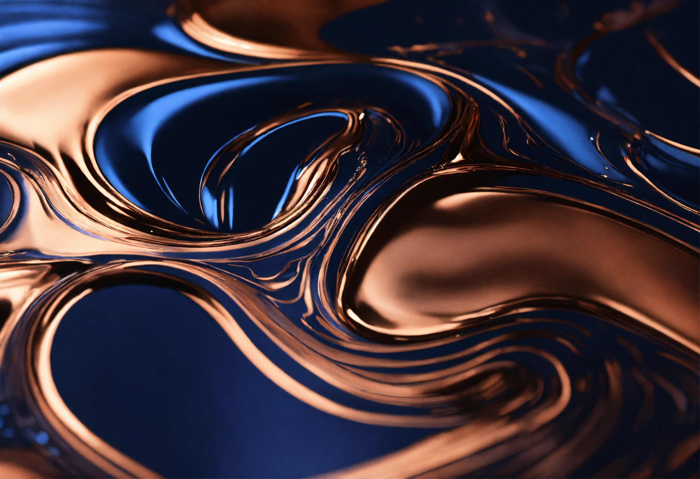 Lexica - Luxury water splash of dark blue, add shimmering copper, high ...