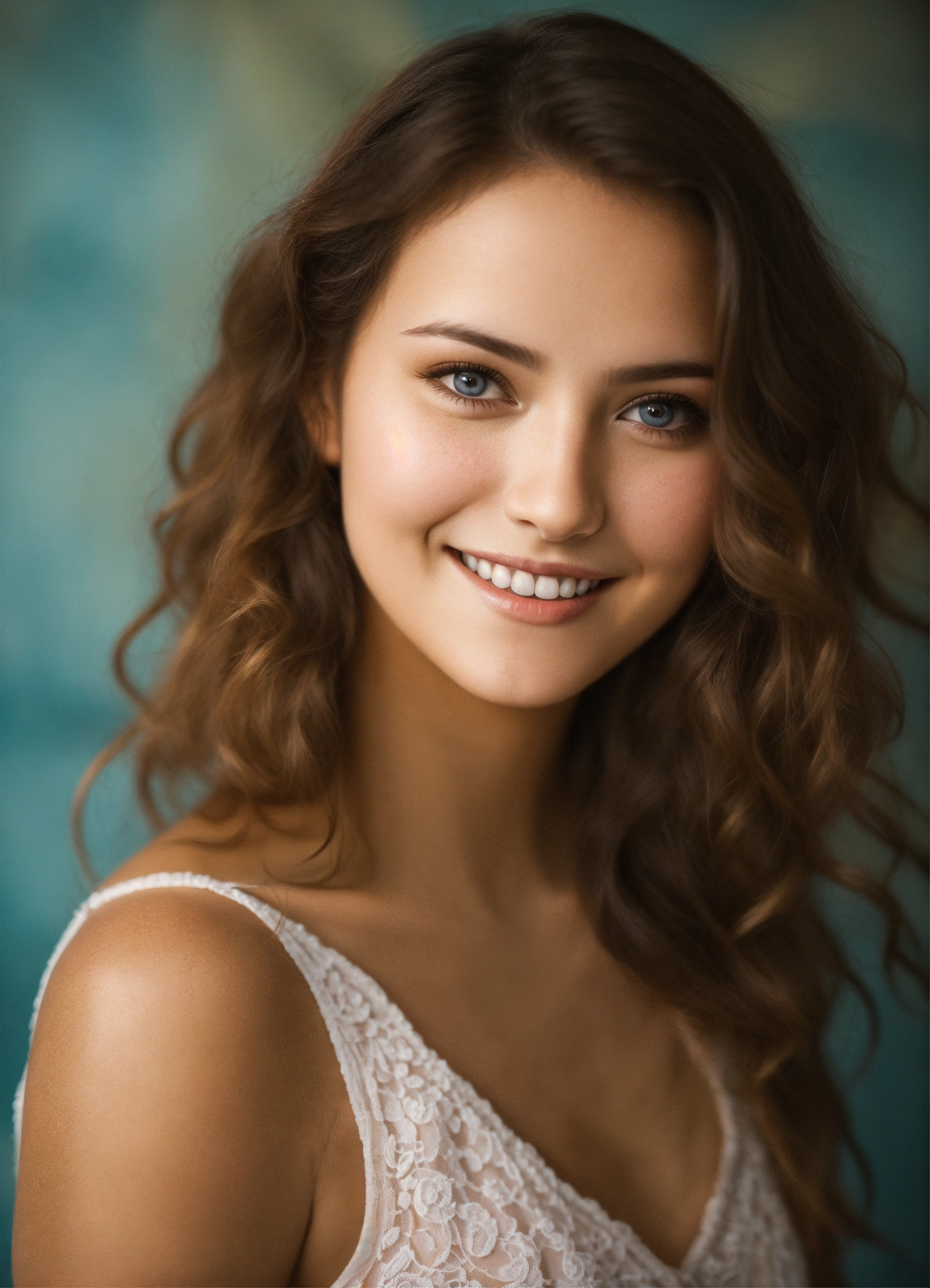 Lexica - Young woman innocent sweet smile portrait, dreamy eyes