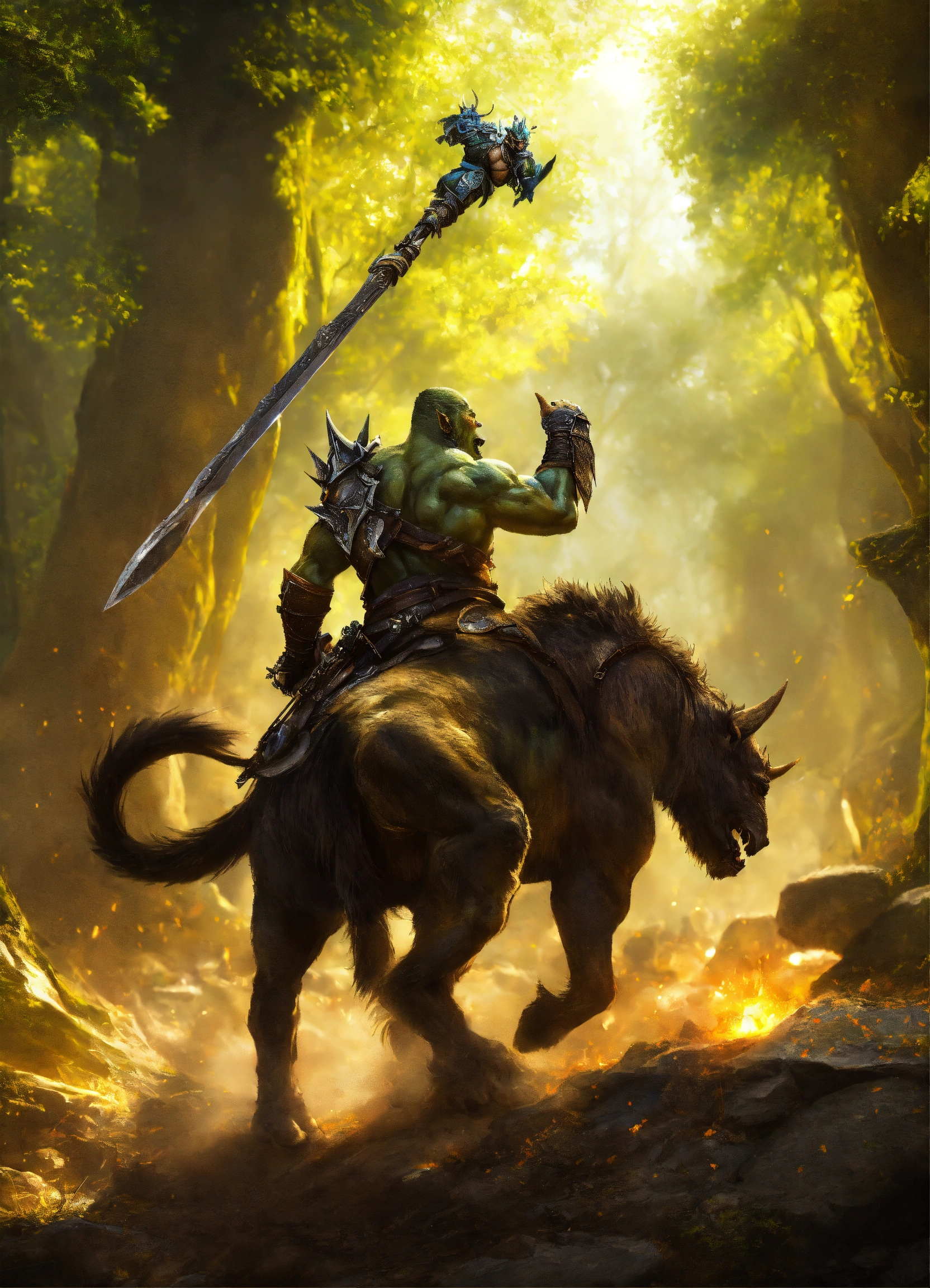 Lexica - A orc warrior riding a creature into battle full size perfect ...