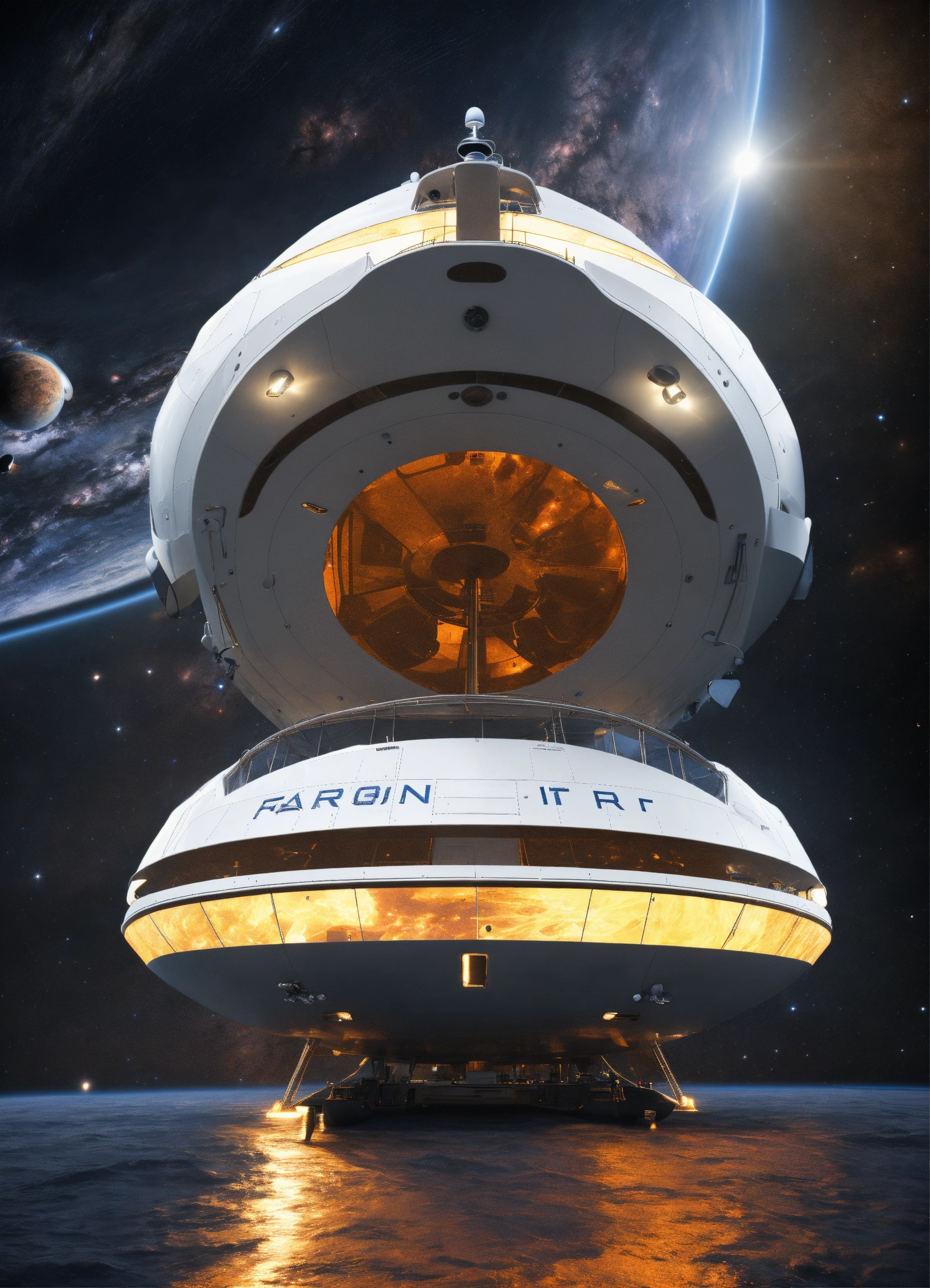 Lexica - Ultra realistic photo of a highly advanced space faring yacht