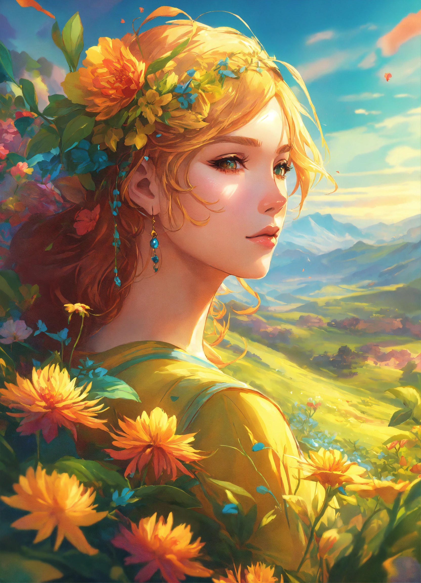 Lexica - Illustration of a beautiful fantasy paradise, golden, meadows ...