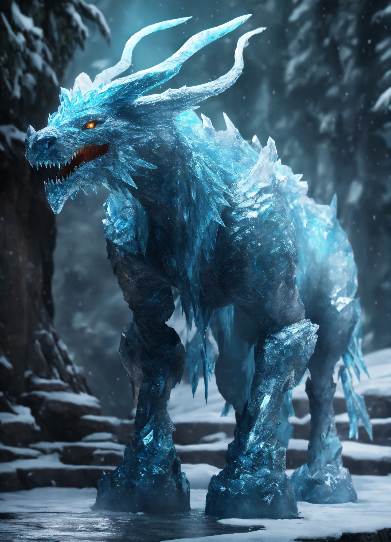 Lexica - A ice mythical creature, 8k, Unity, dungeons and dragons style