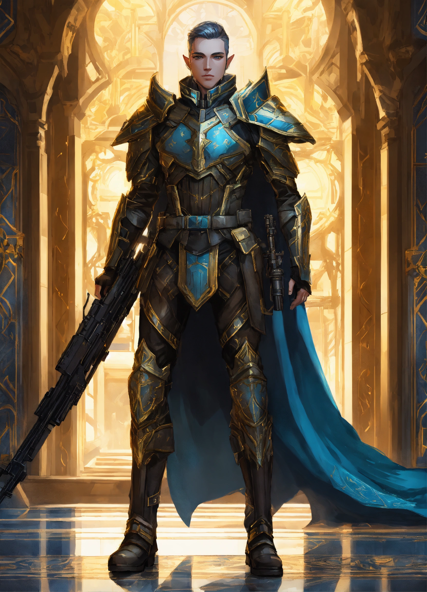 Lexica - Epic drawing of a full body of a high elf sci fi soldier ...