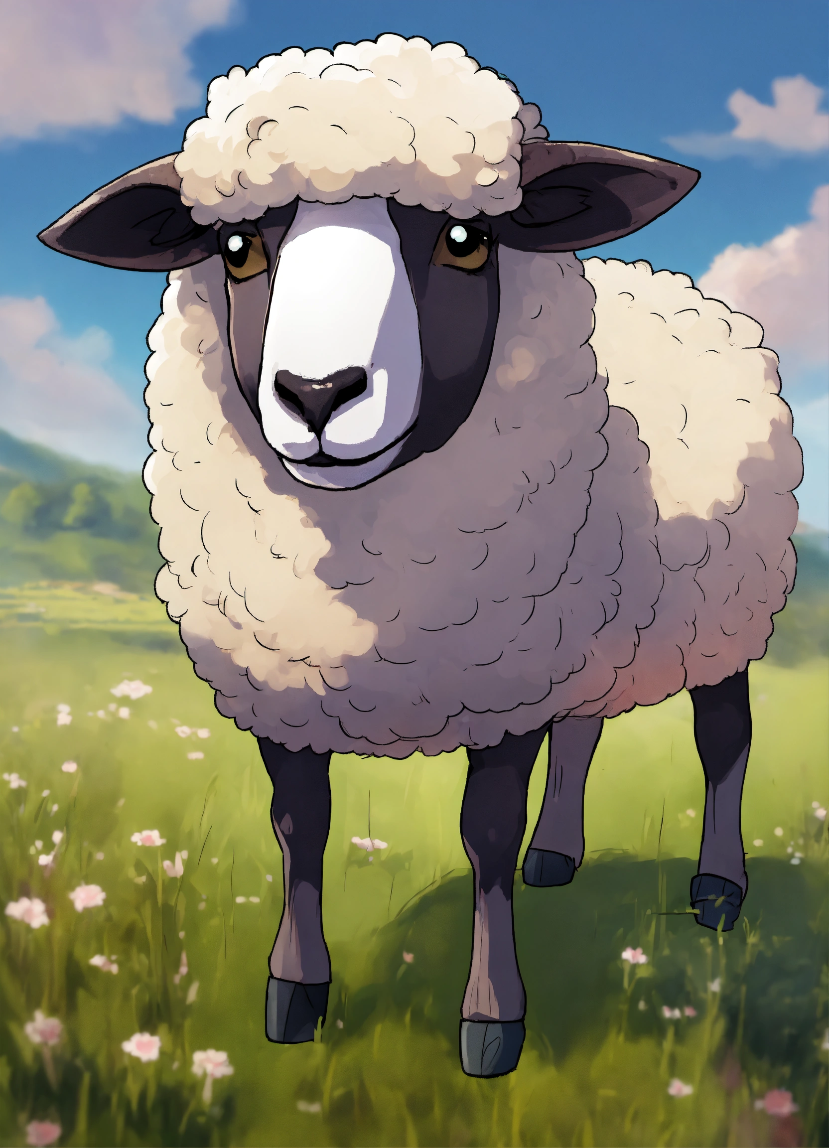 Lexica - 2d meme sheep with black hair