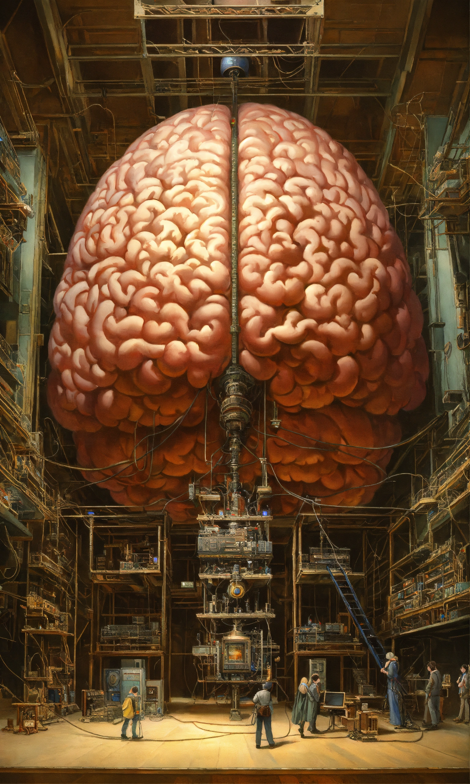 Lexica - In the center of the room, a colossal human brain is ...