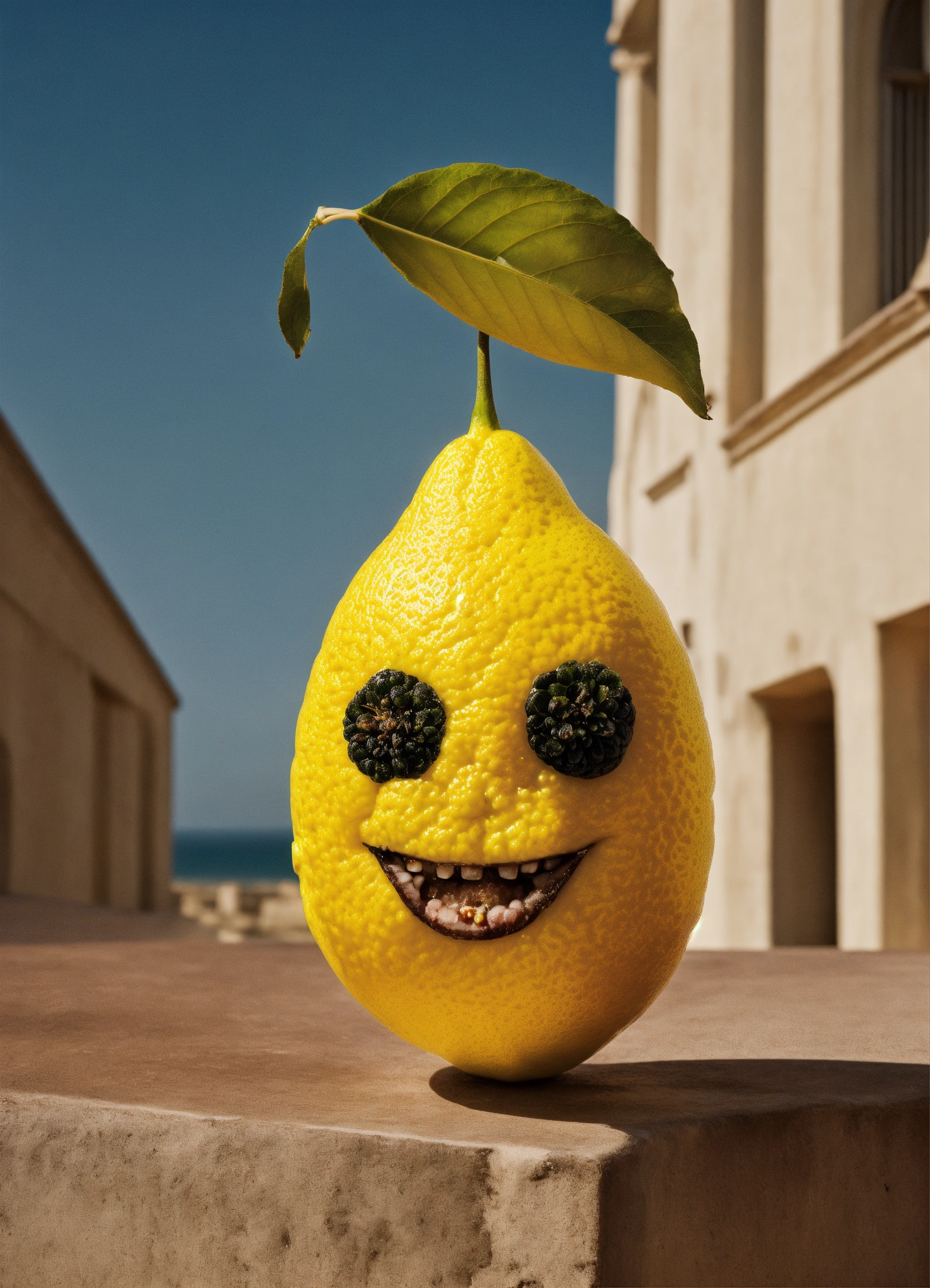 Lexica - A lemon with weird smiling human face, wtf, cover of vogue