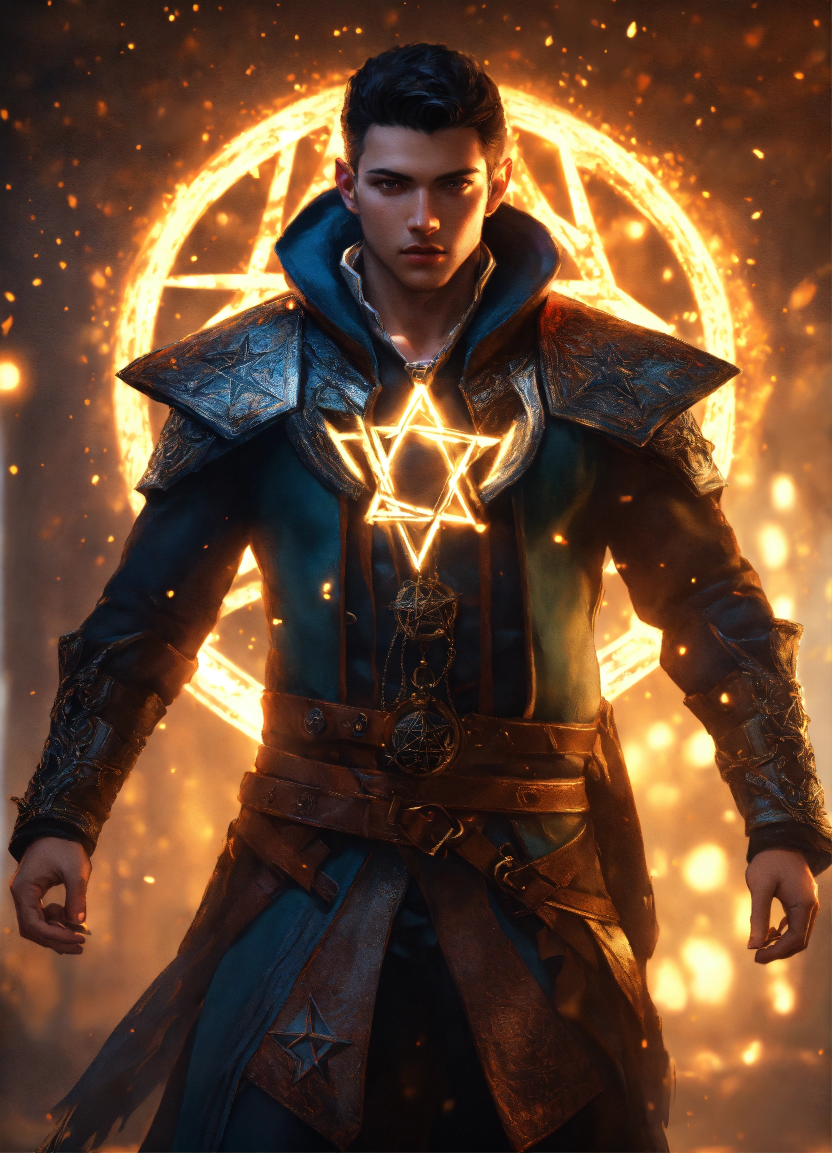 Lexica - A realistic full body portrait of a young powerful male mage ...