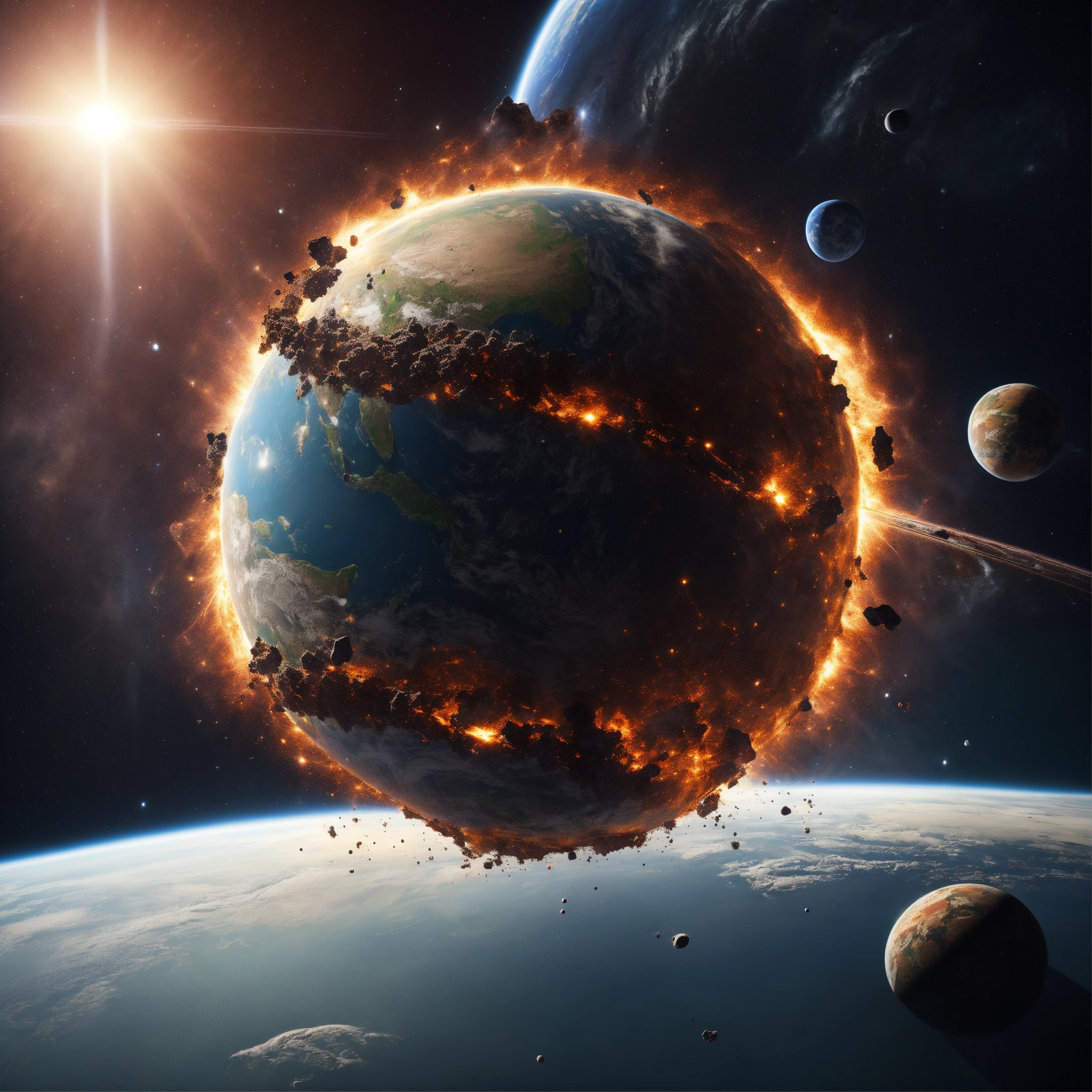 Lexica - Extreem large object crashing in to planet earth in space