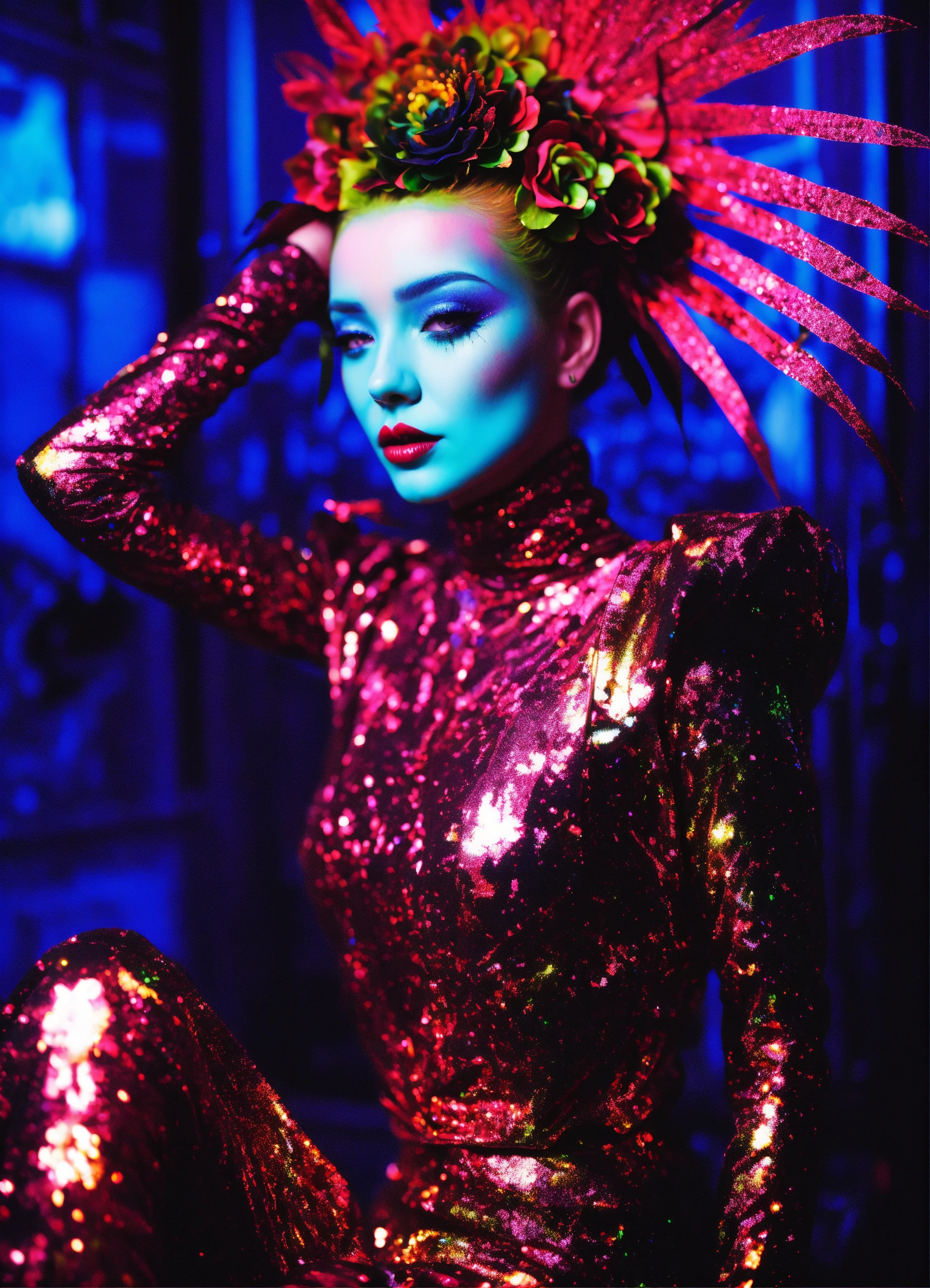 Lexica - Full body portrait Fashion, of Pinhead DMT black light glitter ...