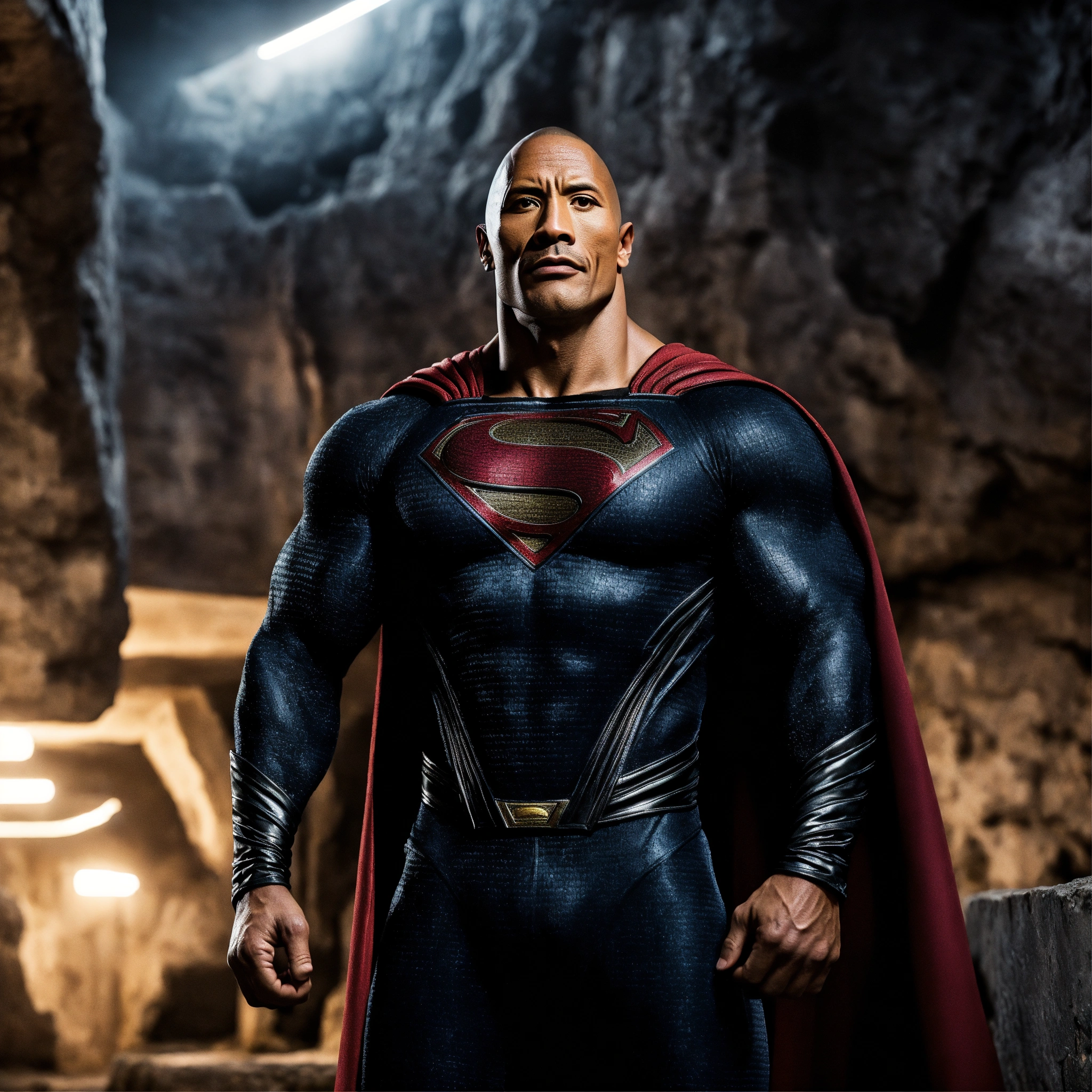 Lexica - Face focus shot, 1 man, solo, Dwayne Johnson as Superman, tall ...