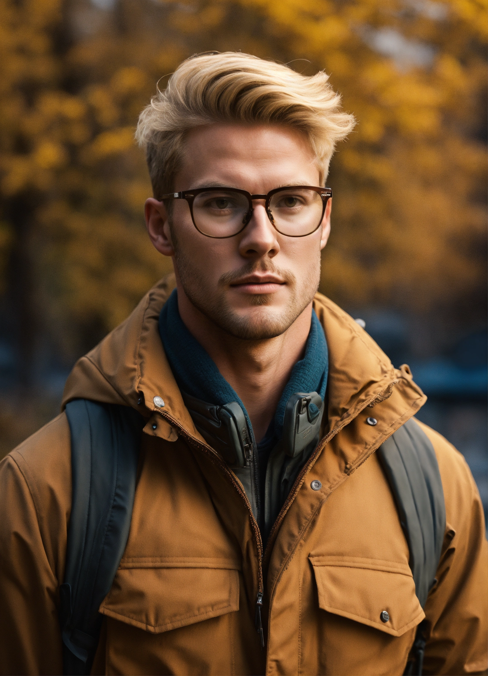 Lexica - A tall handsome blonde canadian explorer using a brown ...