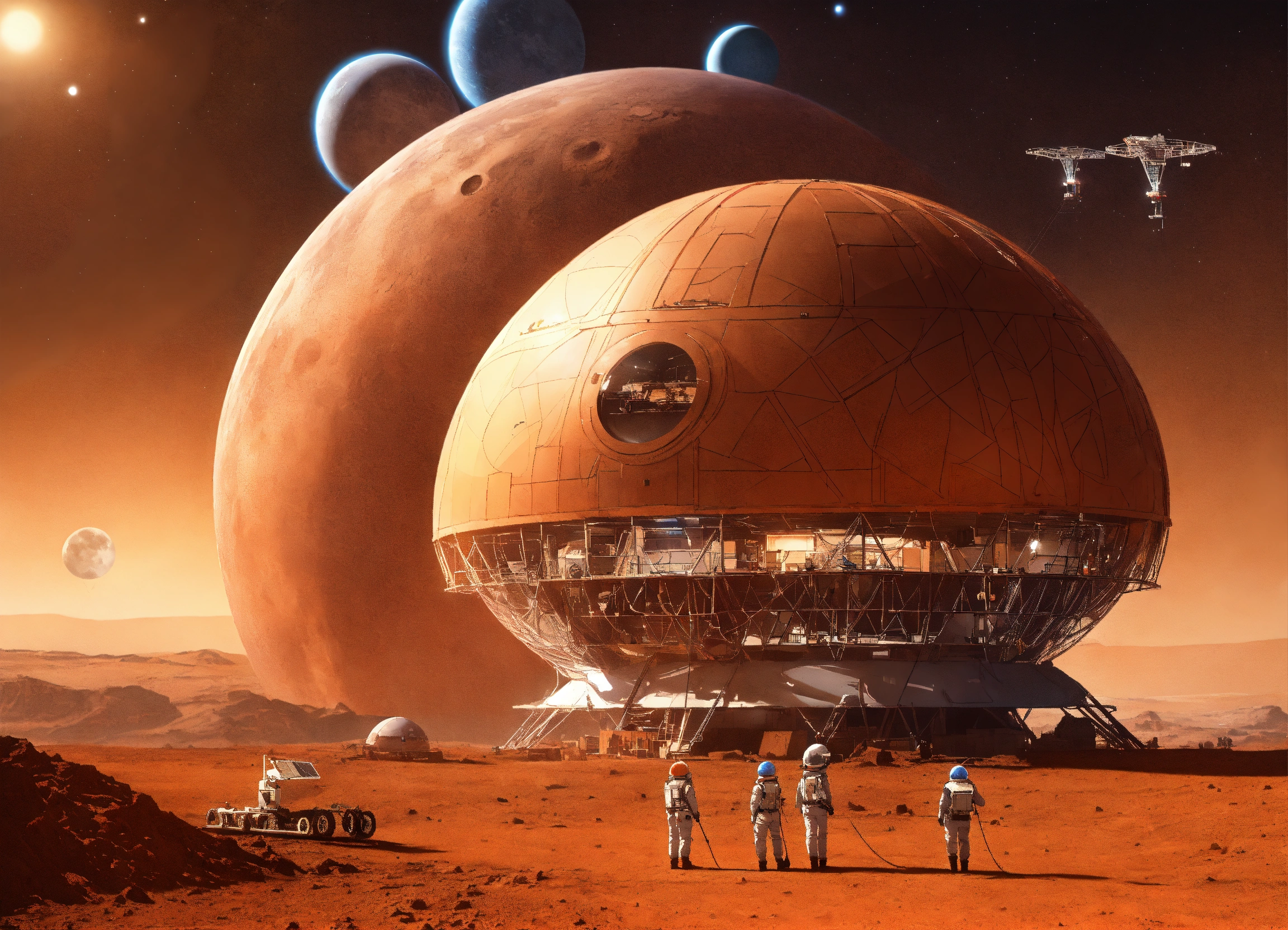 Lexica - Picture of construction on mars using space age technology ...