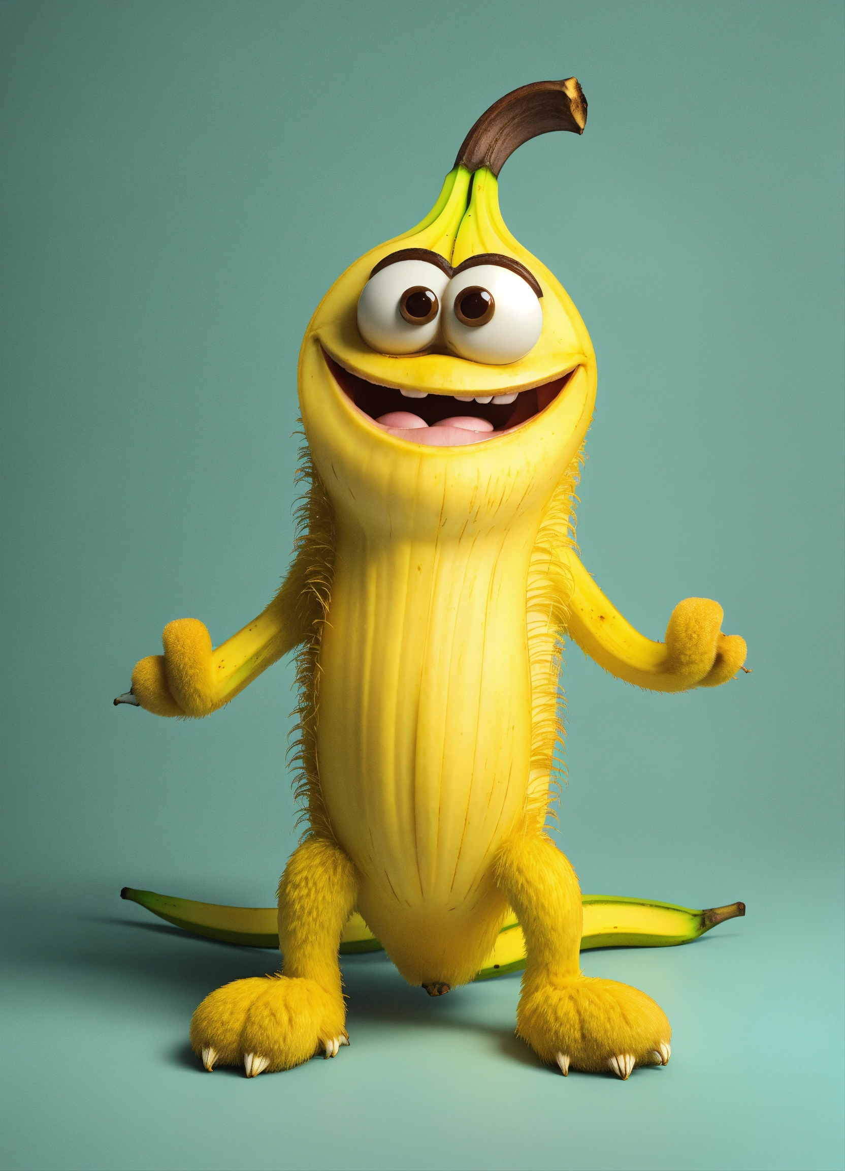 Lexica - A banana monster like Disney cartoon, front view, studio photo ...