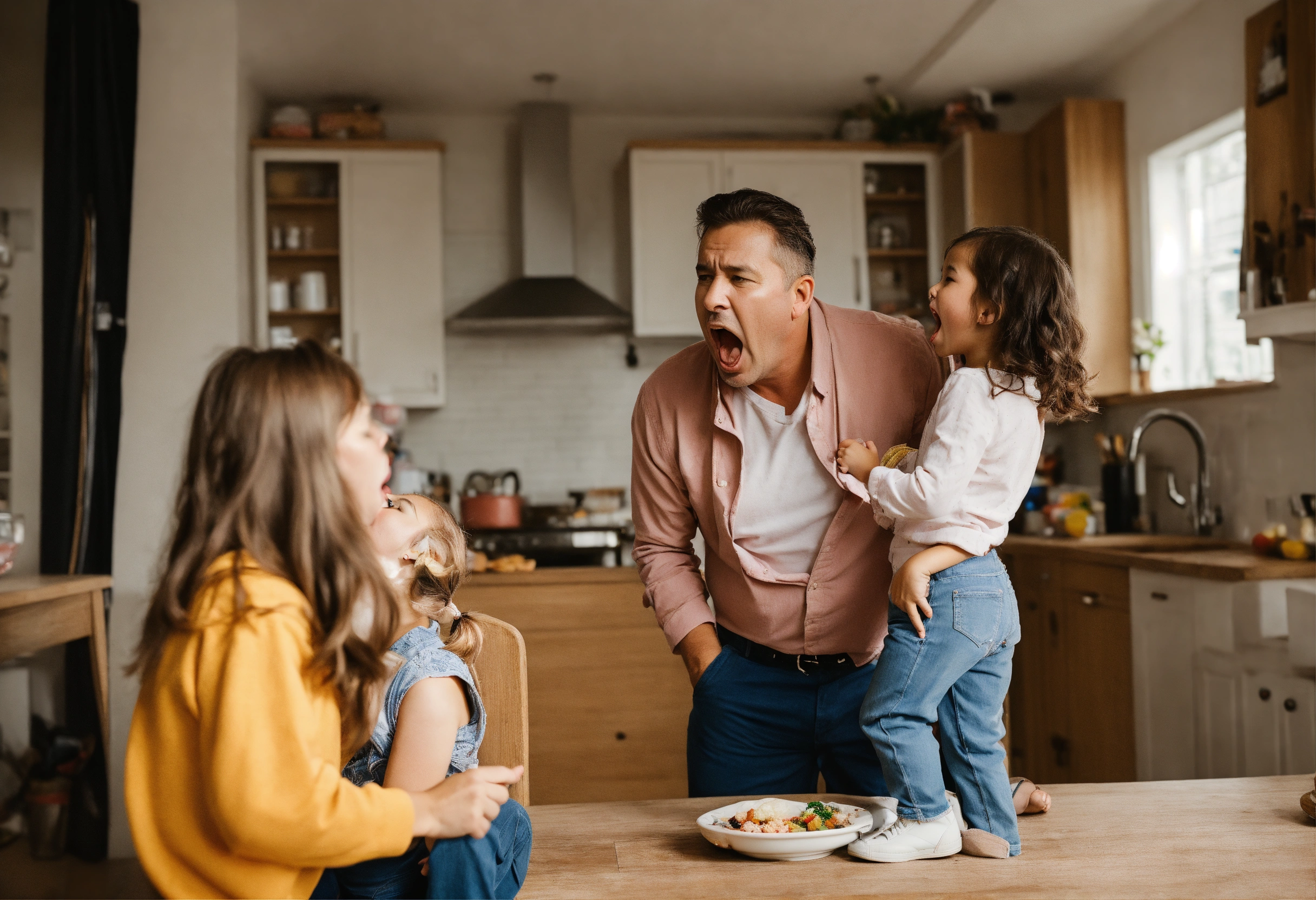 Lexica - Dad shouting at two daughters