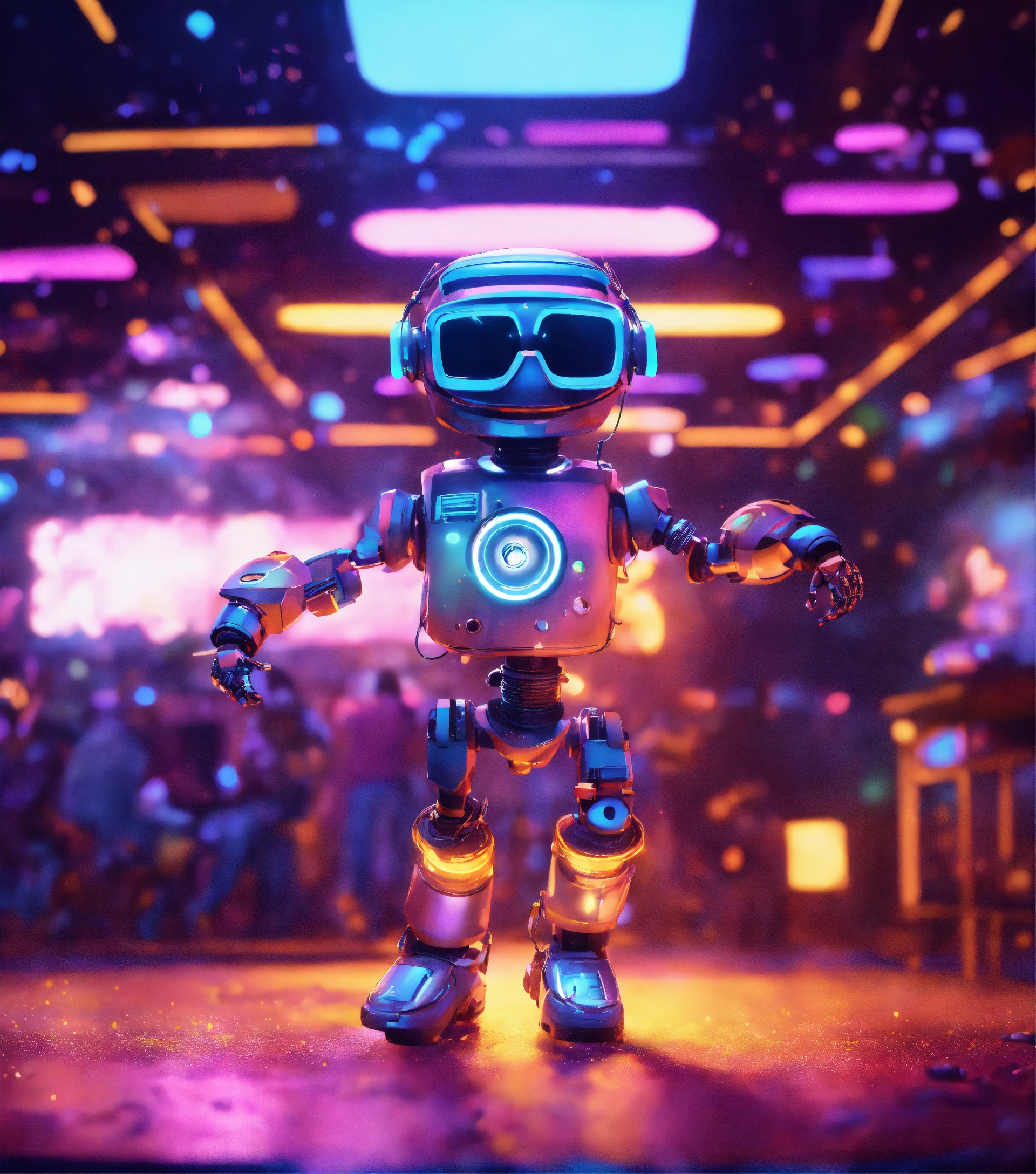 Lexica - Zoom out on funky cartoon robot rockstar with cool big NEBULA ...