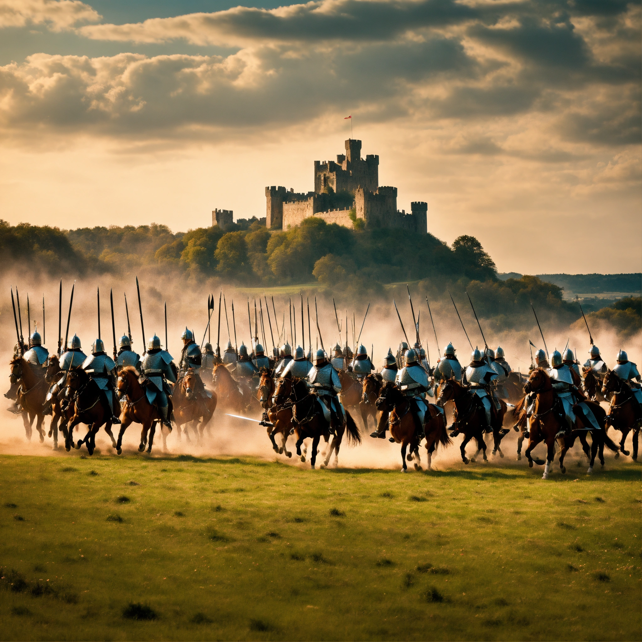 Lexica - A photo of a medieval battlefield with a castle in the ...