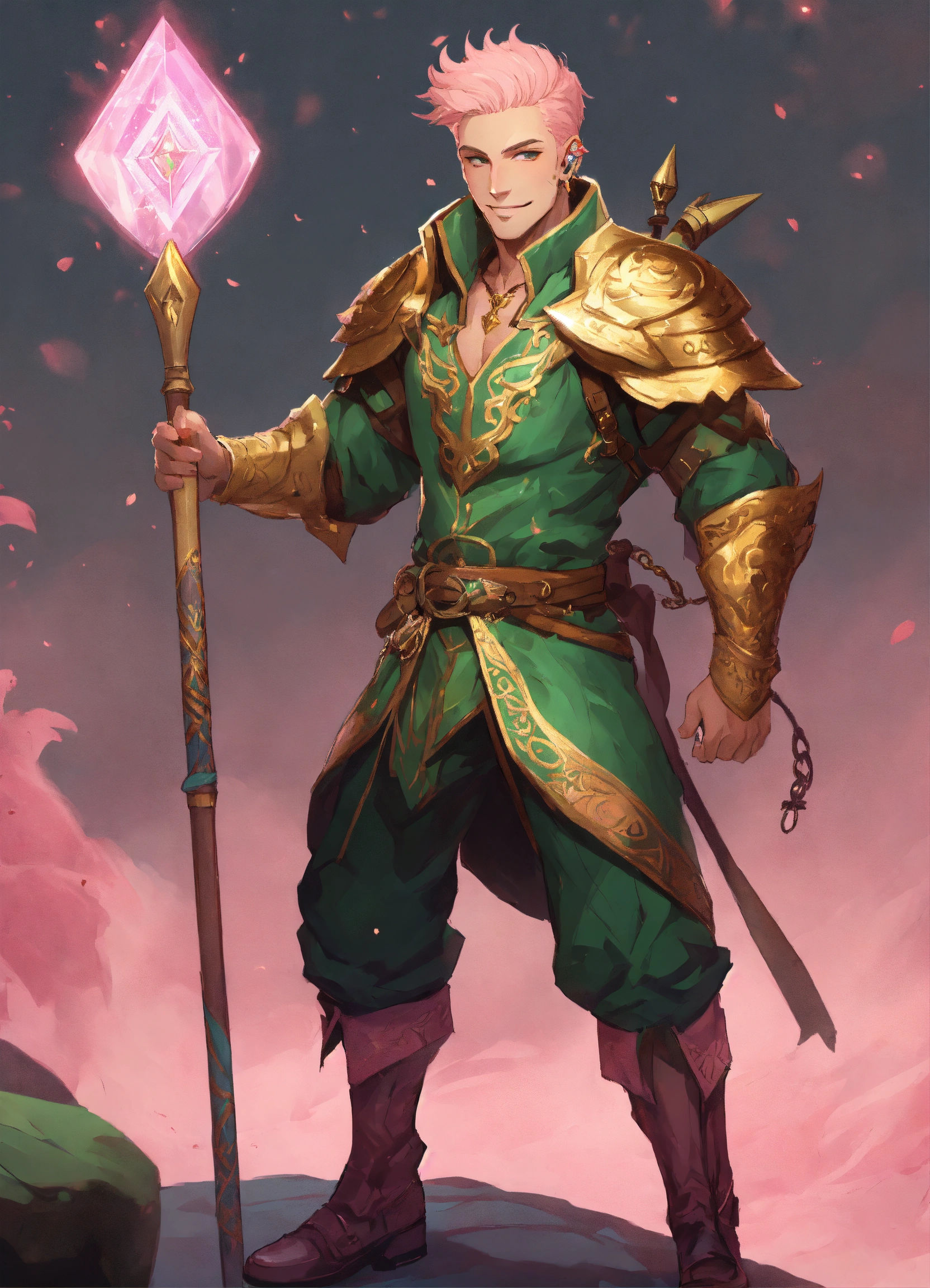 Lexica - Male Halfelf, pathfinder art style. Full body Muscular, smirk ...