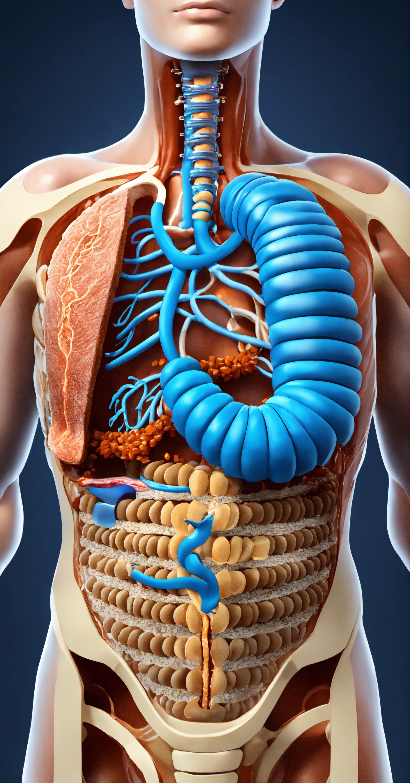 Lexica - Anatomy of the human digestive system, with blue lights and ...