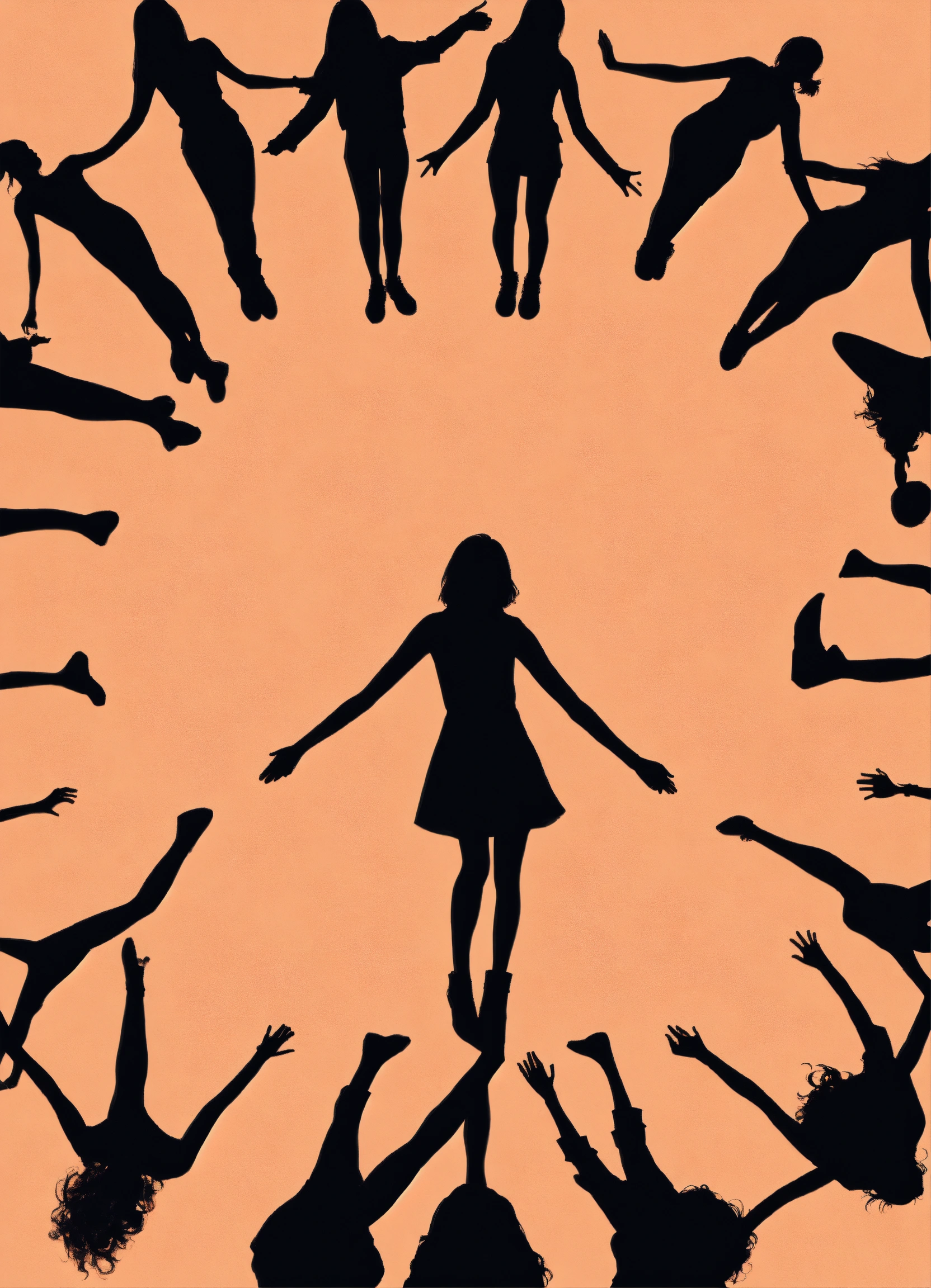Lexica - A circle of random female silhouettes, holding hands, aerial view