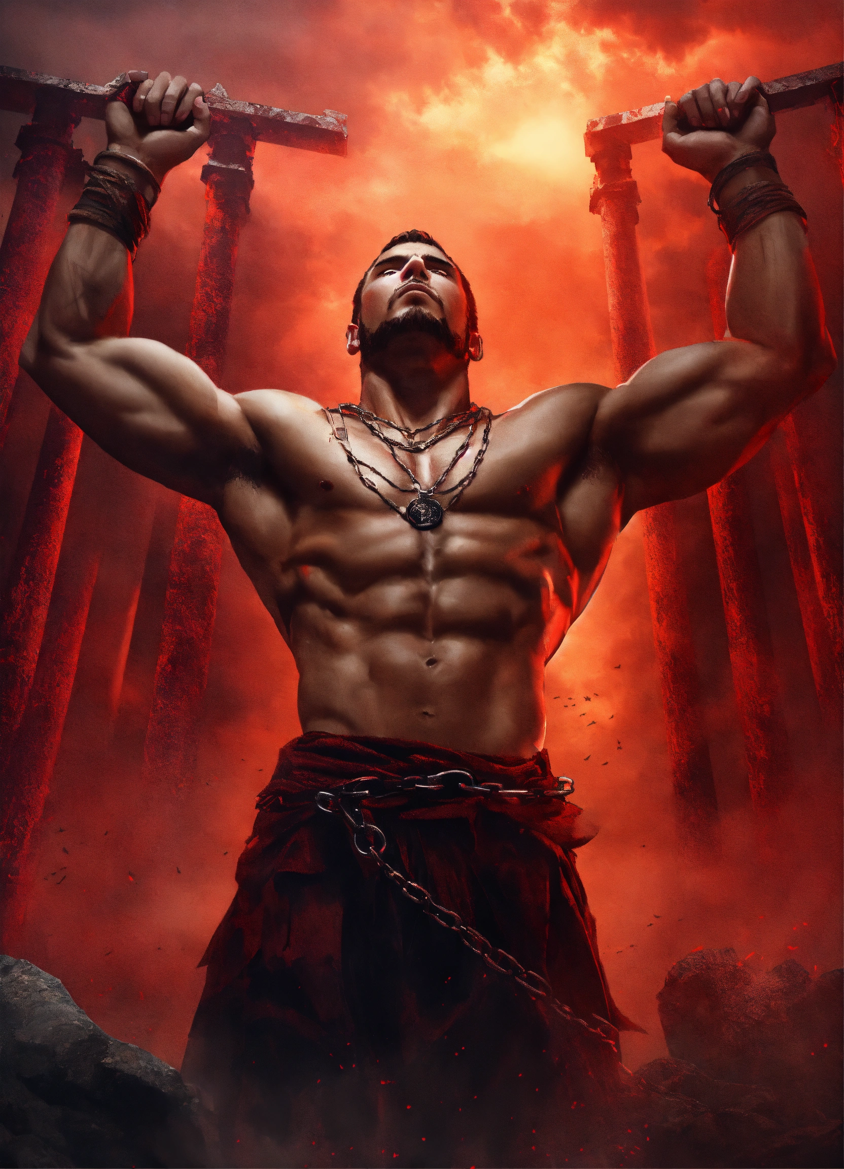 Lexica - Bound strong athletic handsome god prisoner, captive bound god ...