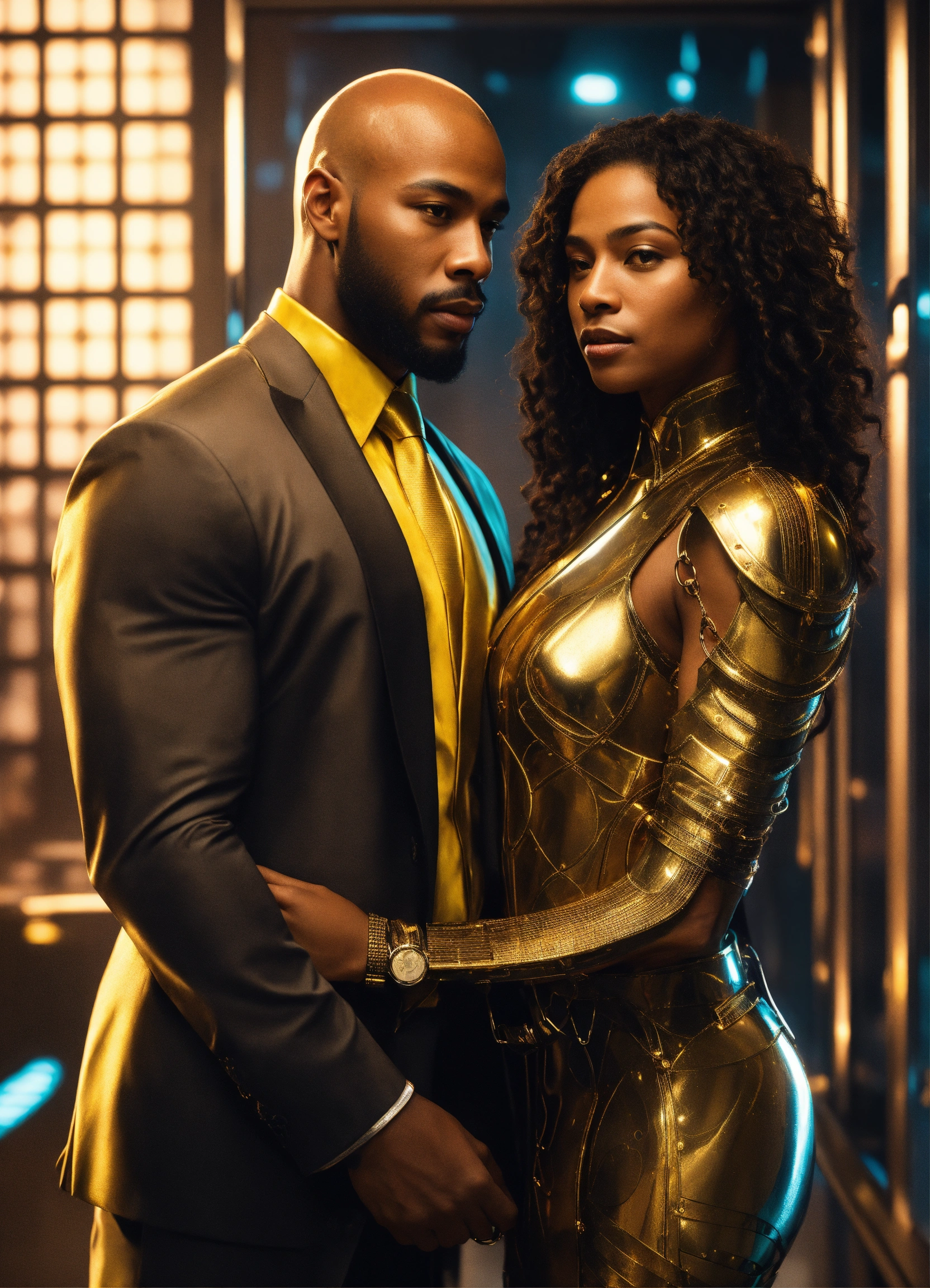 Lexica - Strong muscular bald mixed race black man man villain with light brown skin short dark ...