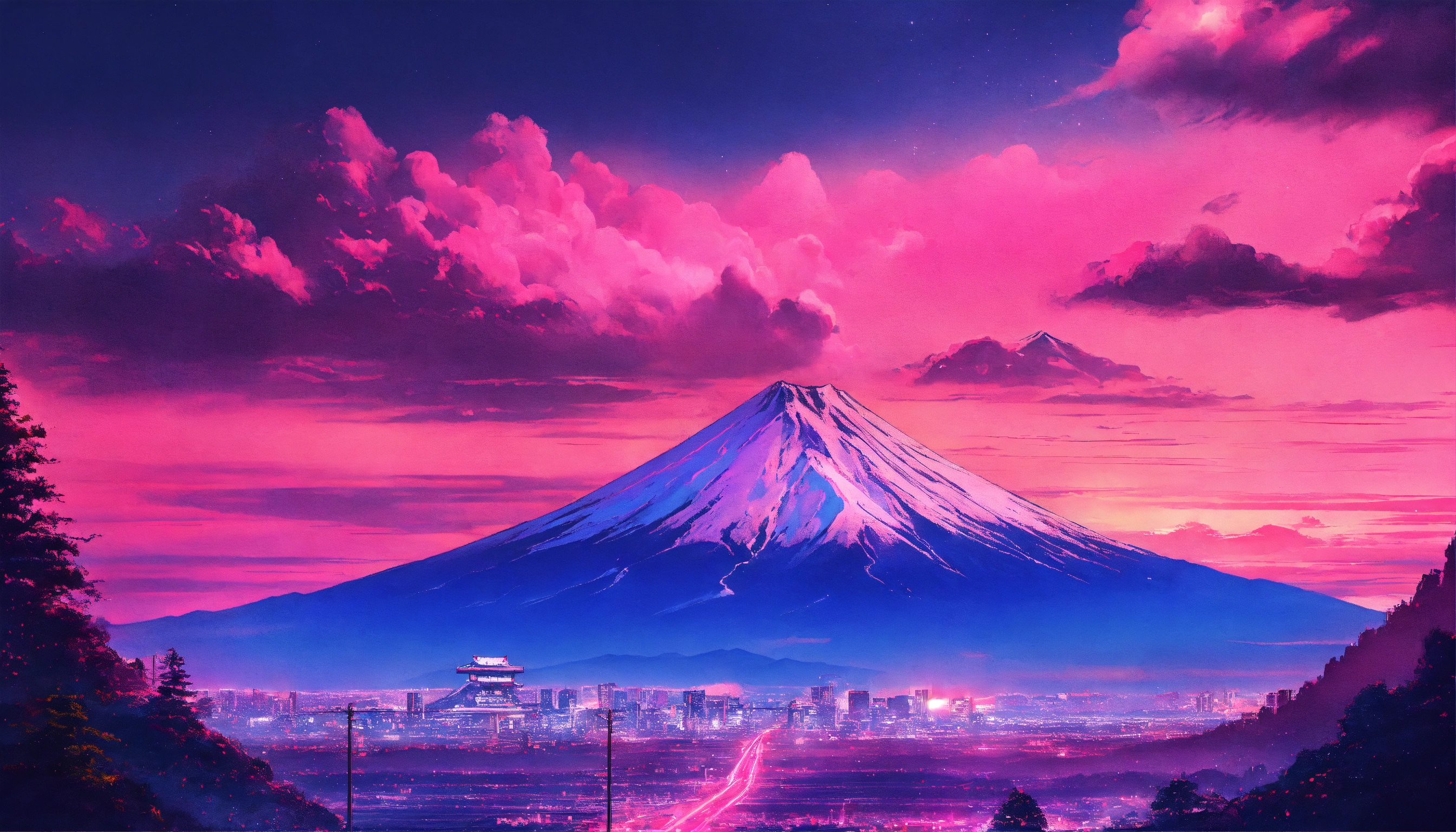 Lexica - Synthwave style snowy fuji yama future