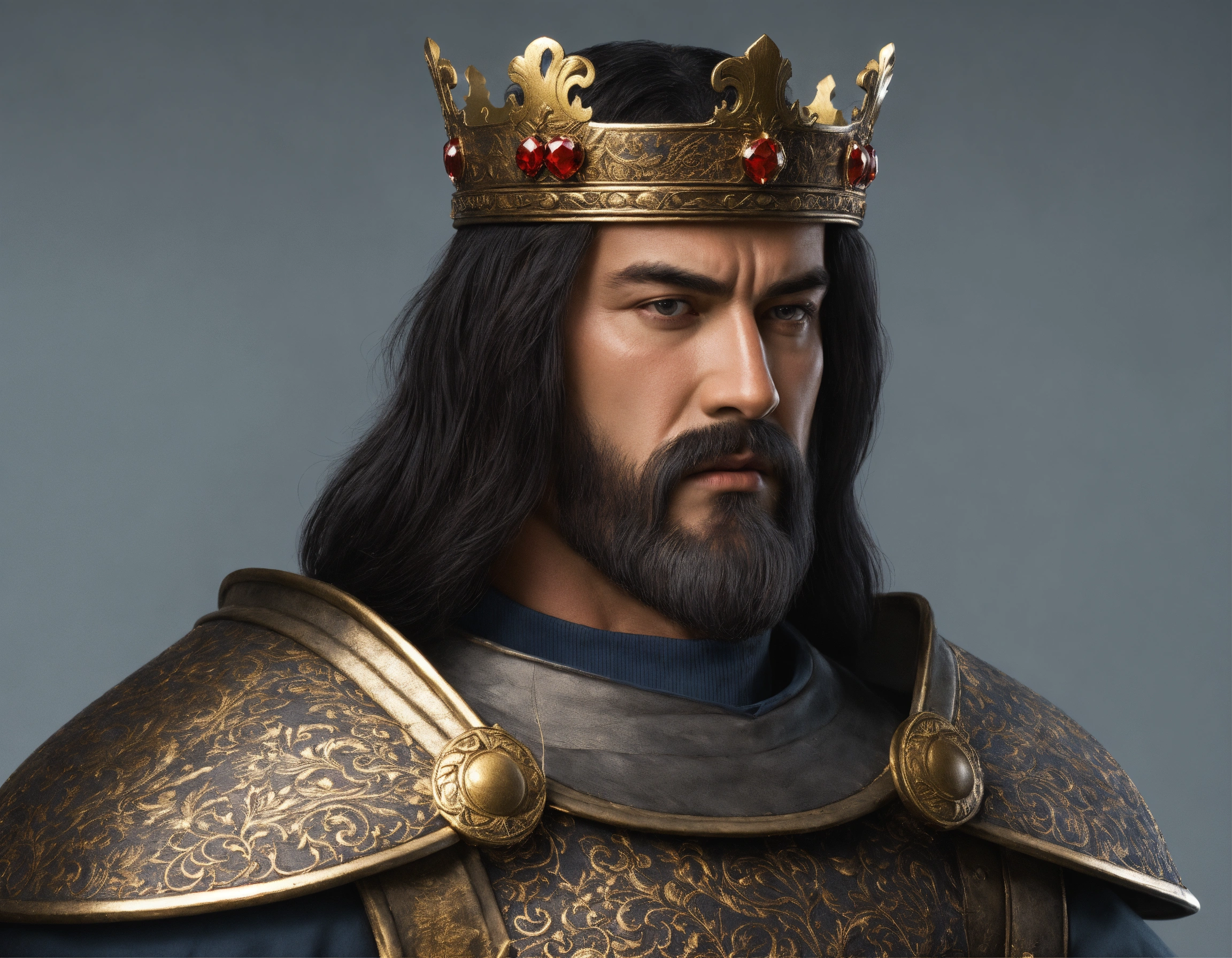 Lexica - Create a character for book cover medieval king , serious face ...