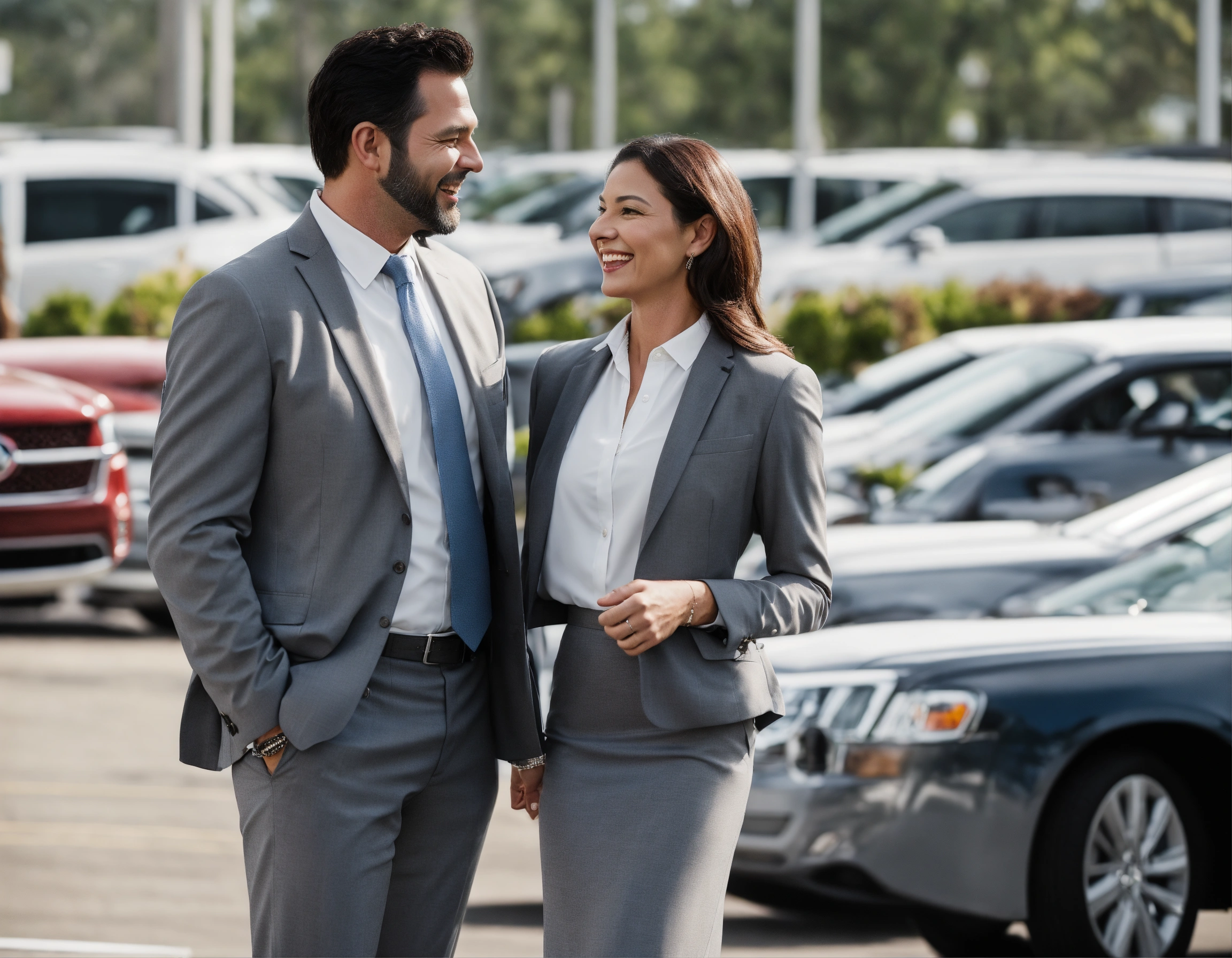 Lexica - Realistic candid photo of a salesman and a saleswoman talking ...