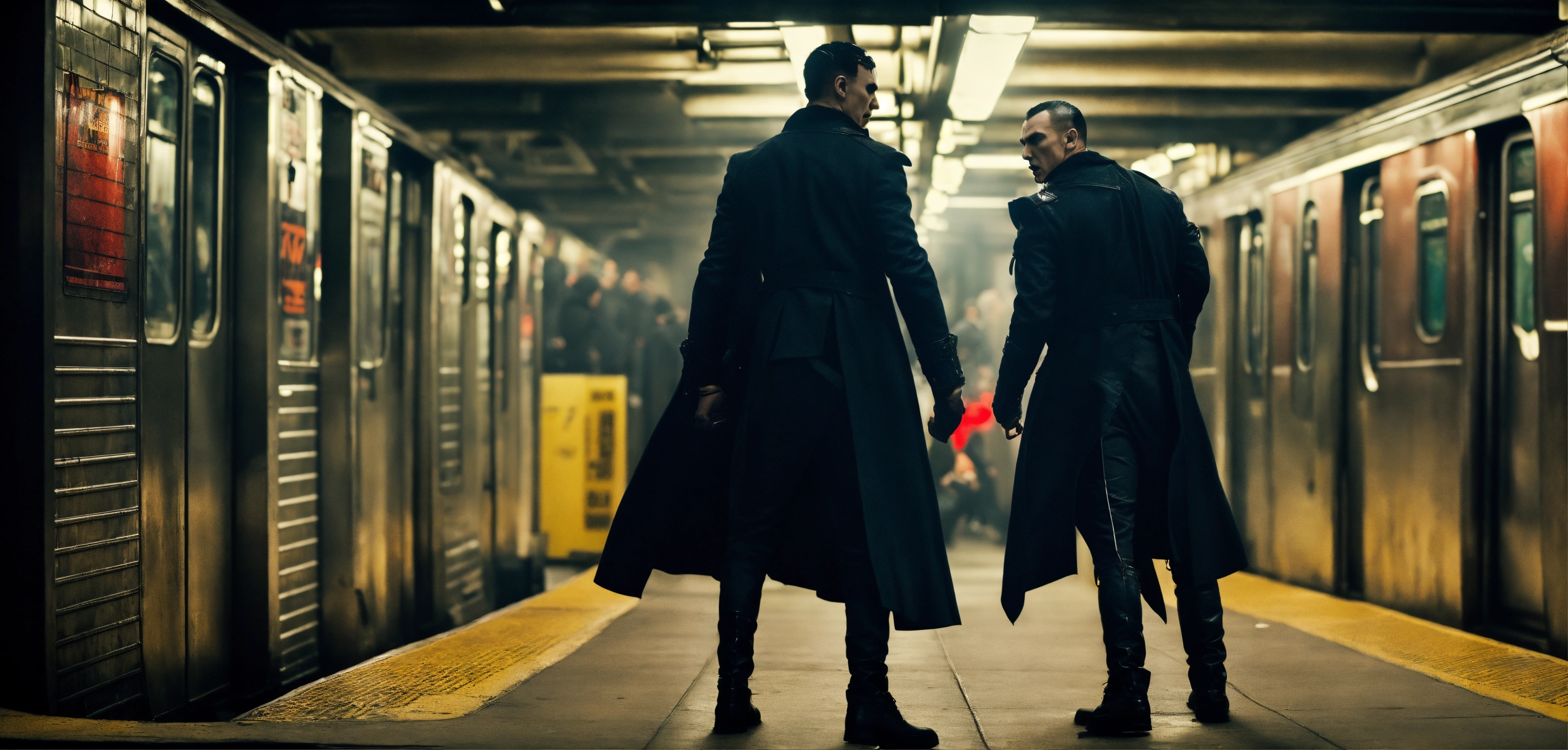 Lexica - Cinematic look, two male vampires fighting in new york, close ...