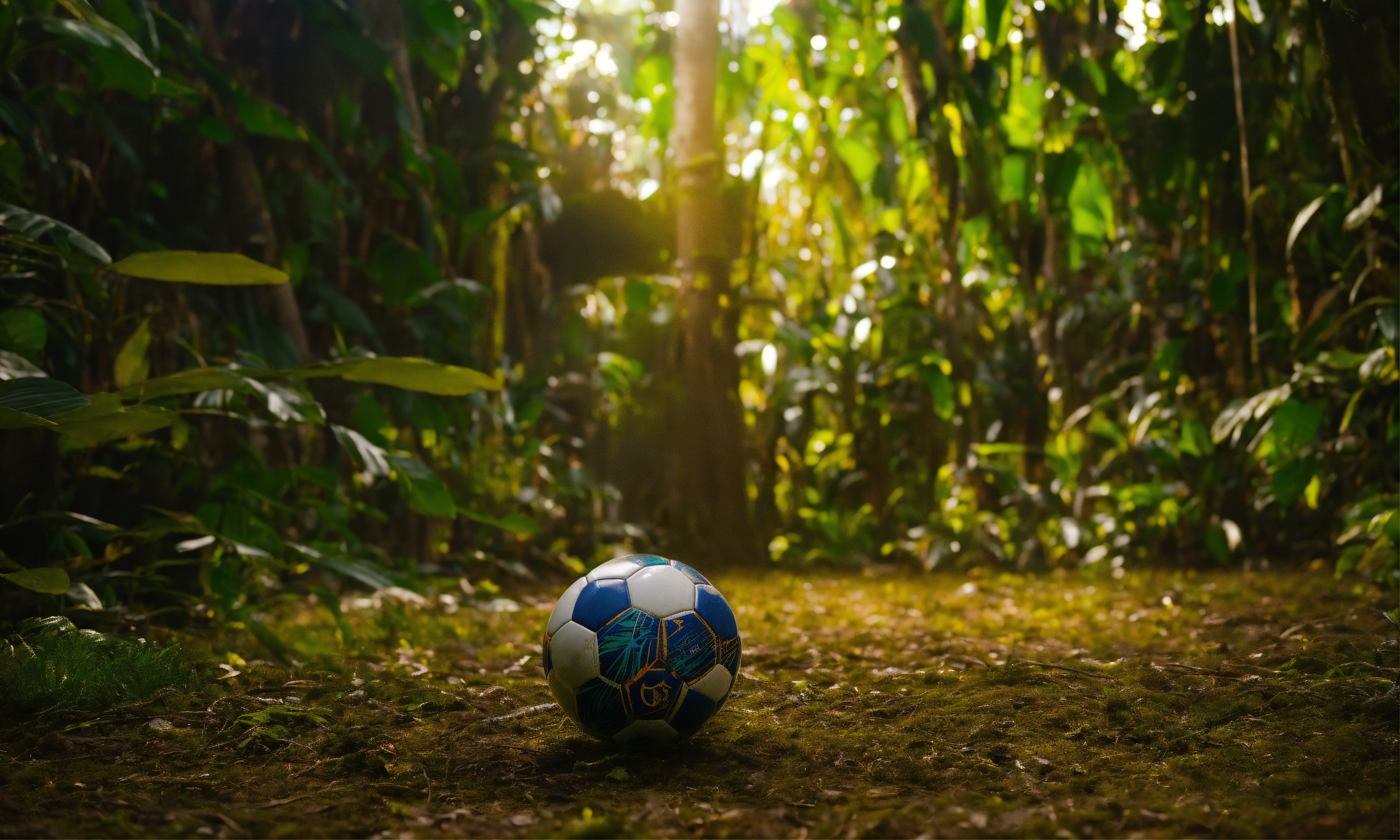 Lexica - A deep jungle with a soccer ball on the ground and a victory ...